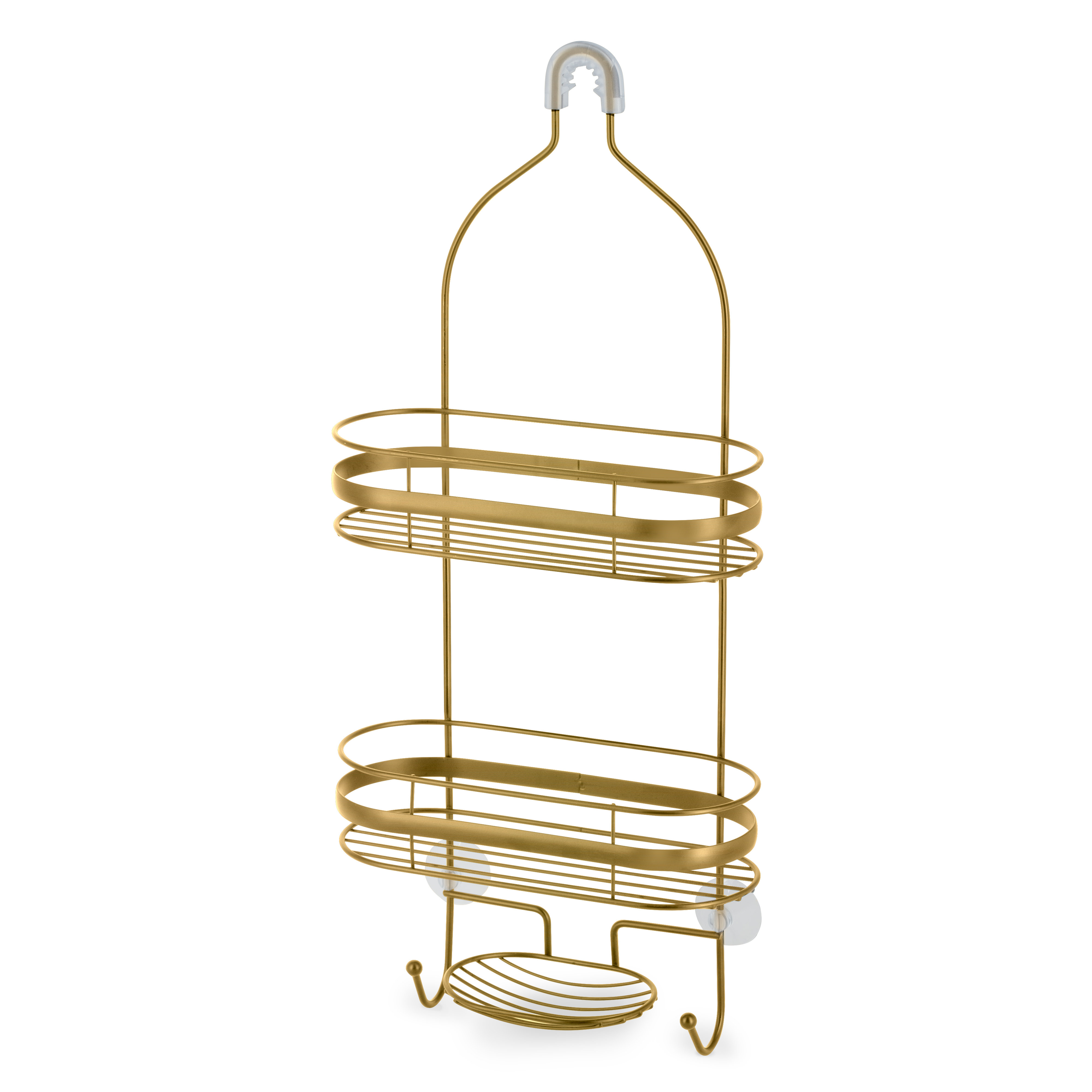 Mercer41 3-Tier Hanging Shower Caddy with Banded Accents, Non-slip Neck ...