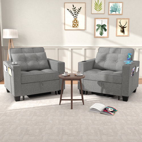 Latitude Run® 38" Wide Convertible Chair 3-In-1 Pull Out Sleeper Futon ...