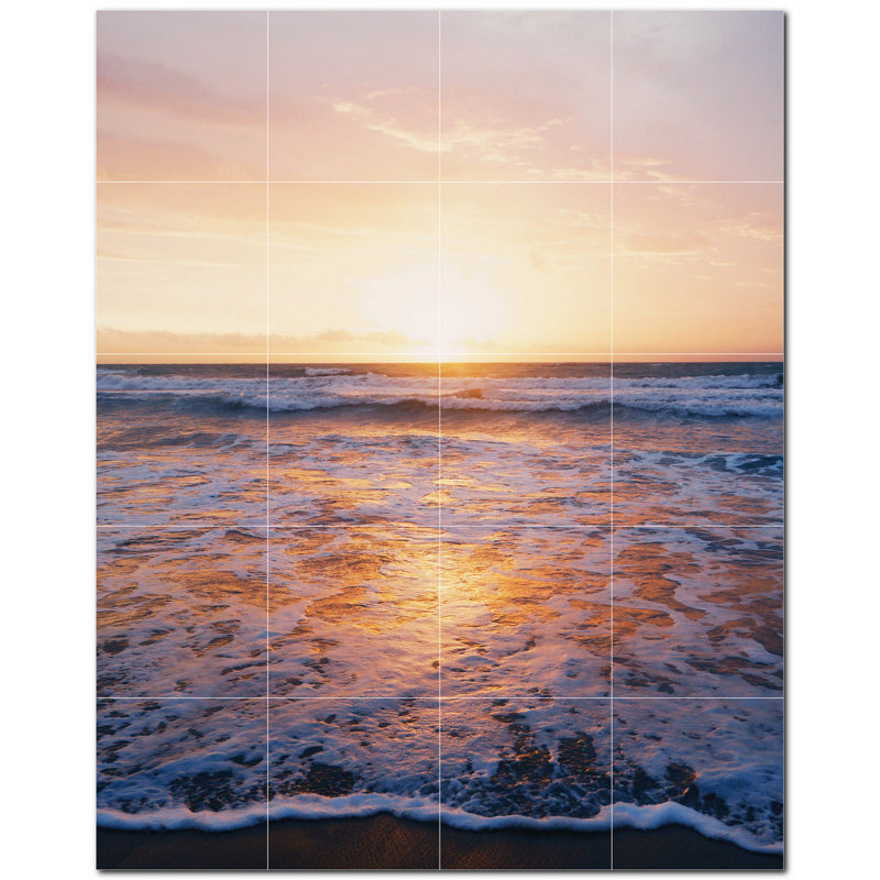 Picture-Tiles.com Sunset Photo 8'' x 8'' Satin Ceramic Decorative Mural ...