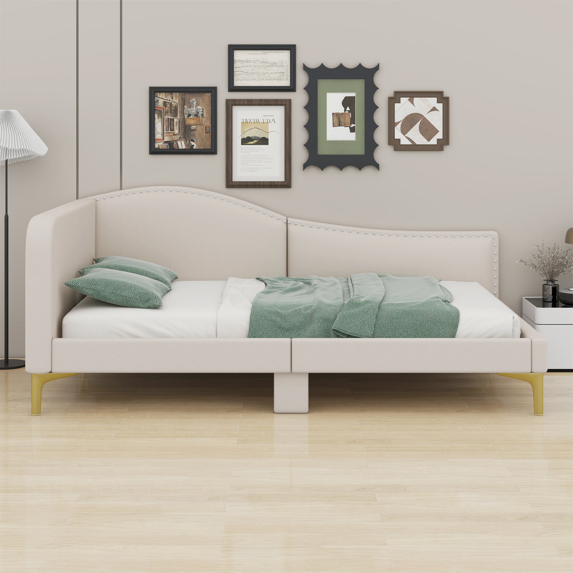 Mercer41 Upholstered Daybed With Headboard And Armrest | Wayfair