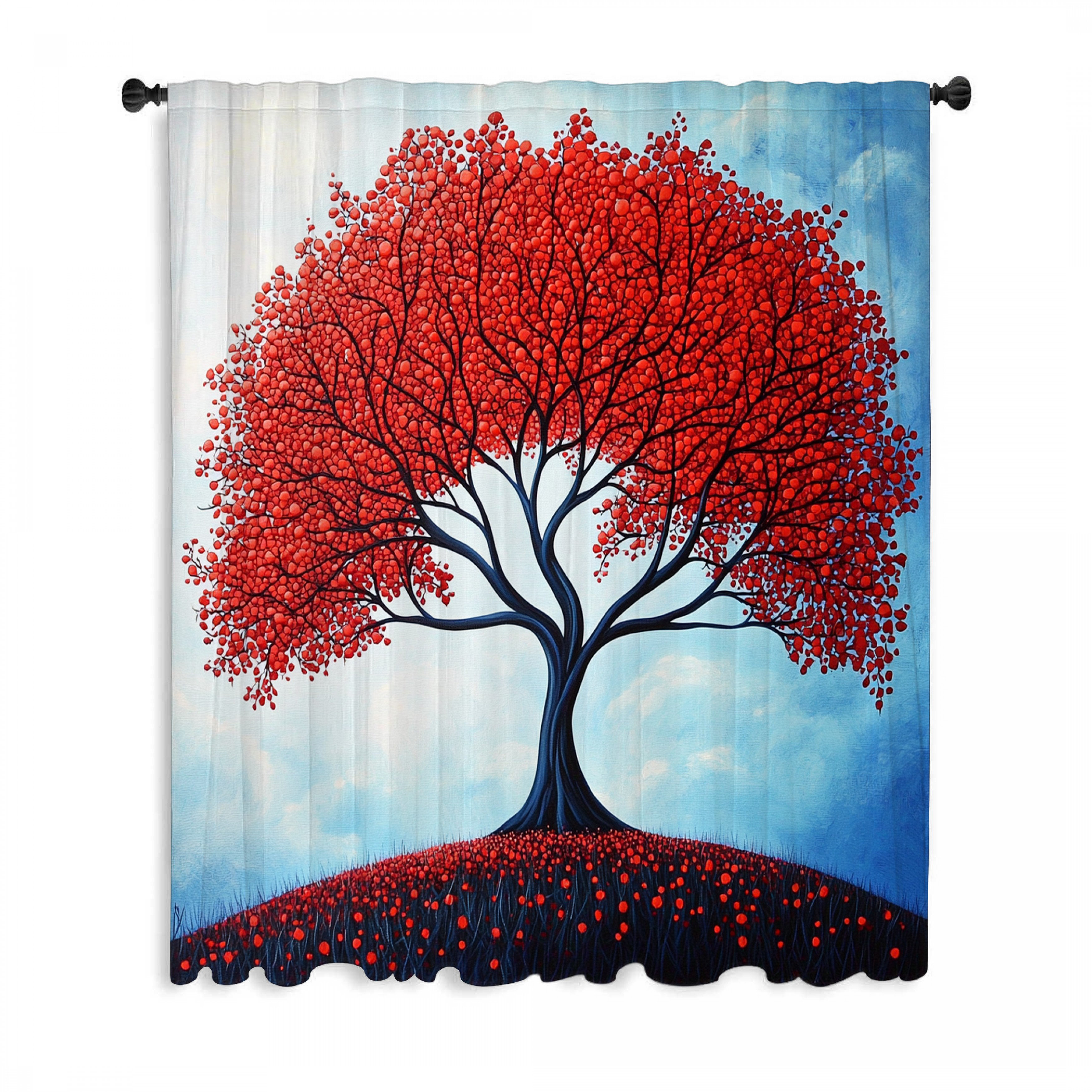 Rosecliff Heights Tree Window Curtains, Botanical Blockout & Sheer ...