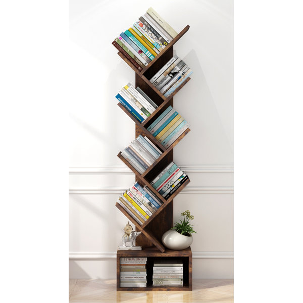 Millwood Pines 8 Tier Tree Wooden Tall Book Shelf, With Storage ...