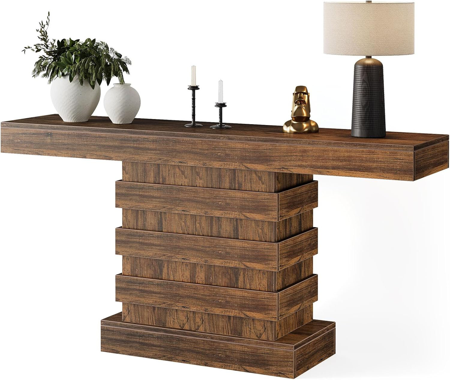 Ophelia & Co. 63-Inch Rustic Brown Wooden Console Table – Farmhouse ...