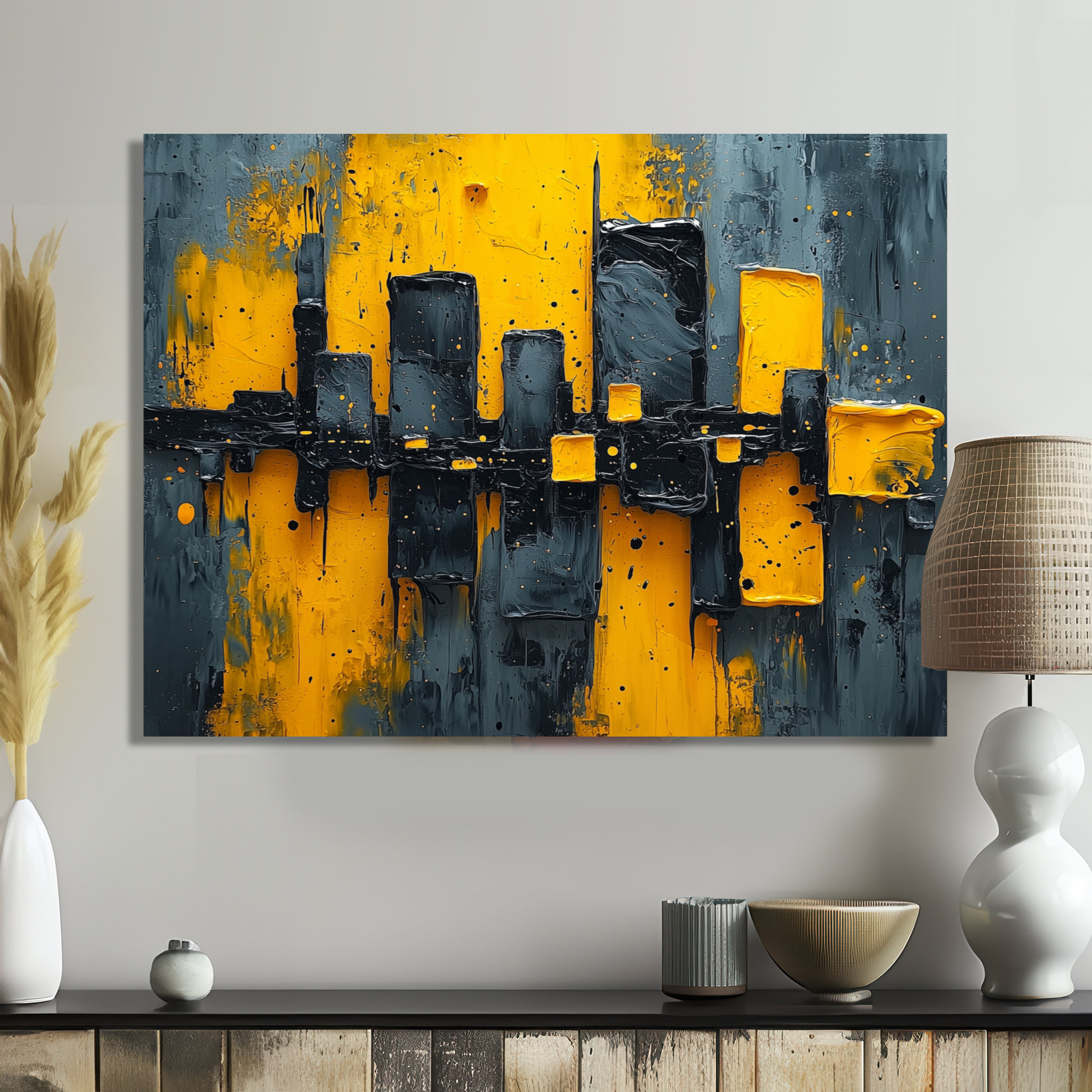 Ebern Designs Cityscape Geometric Pulse II - Cityscape Wall Art | Wayfair