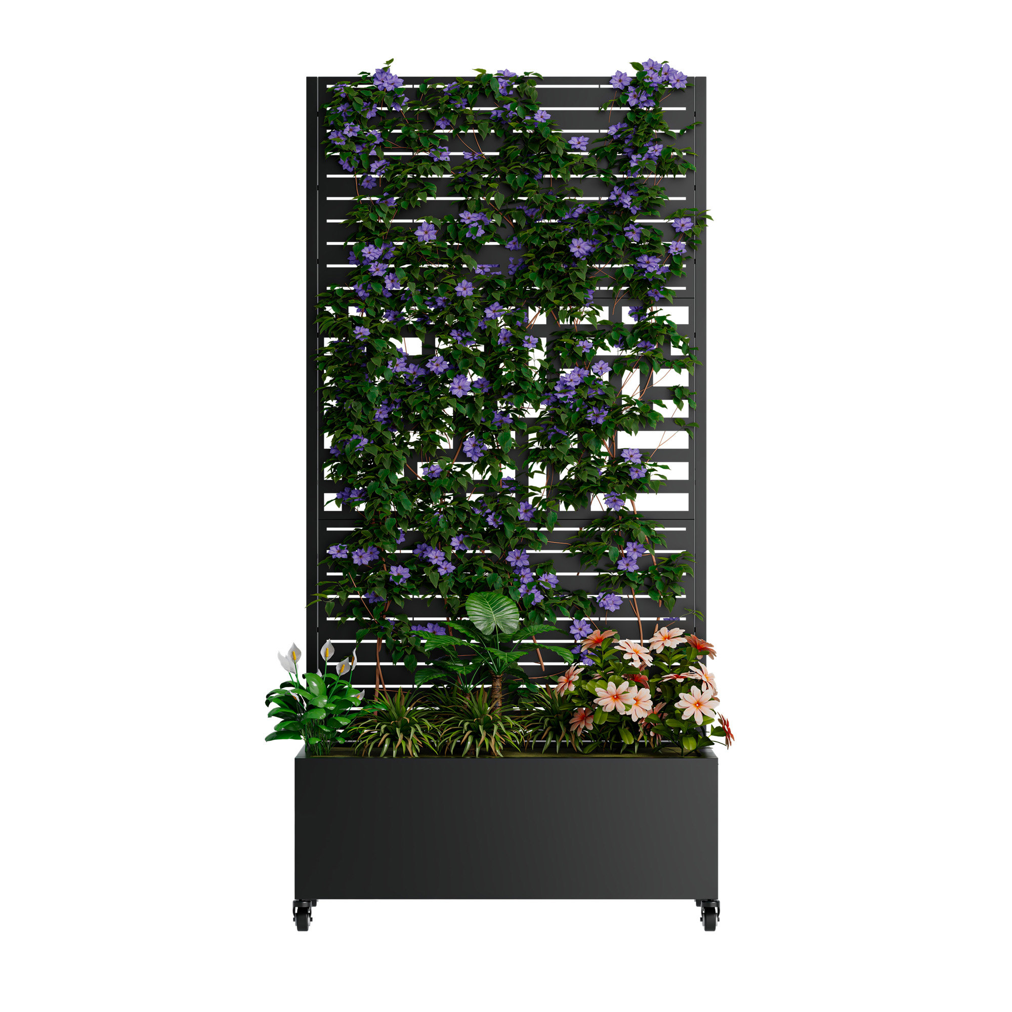 Sybertruck Metal Planter Box With Trellis Raised Garden Bed With 4 ...