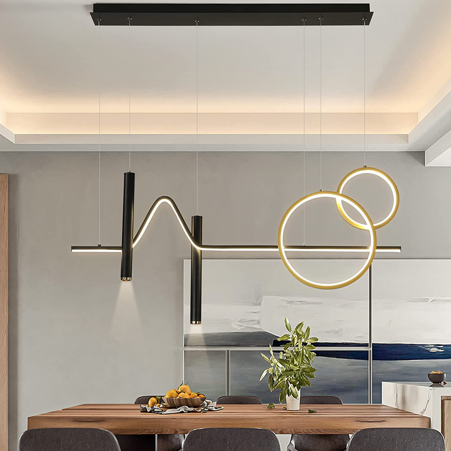 Everly Quinn Lorisa 5 - Light Dimmable Kitchen Island Linear LED ...