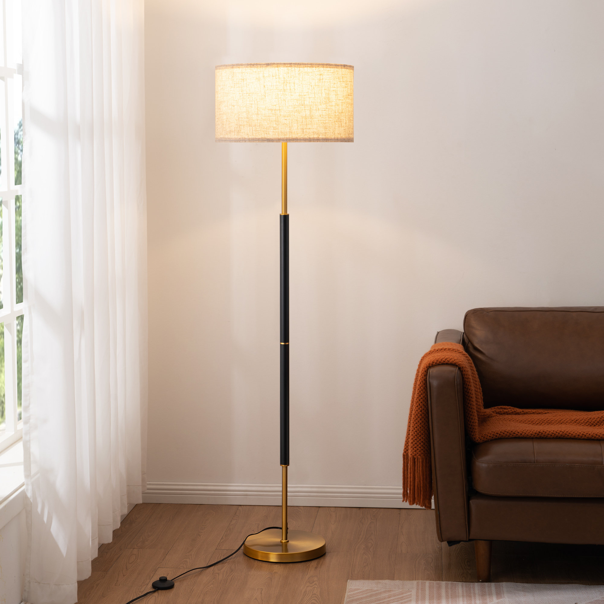 Mercer41 65" Dimmable Standard Floor Lamp With Remote and Bulb Included ...