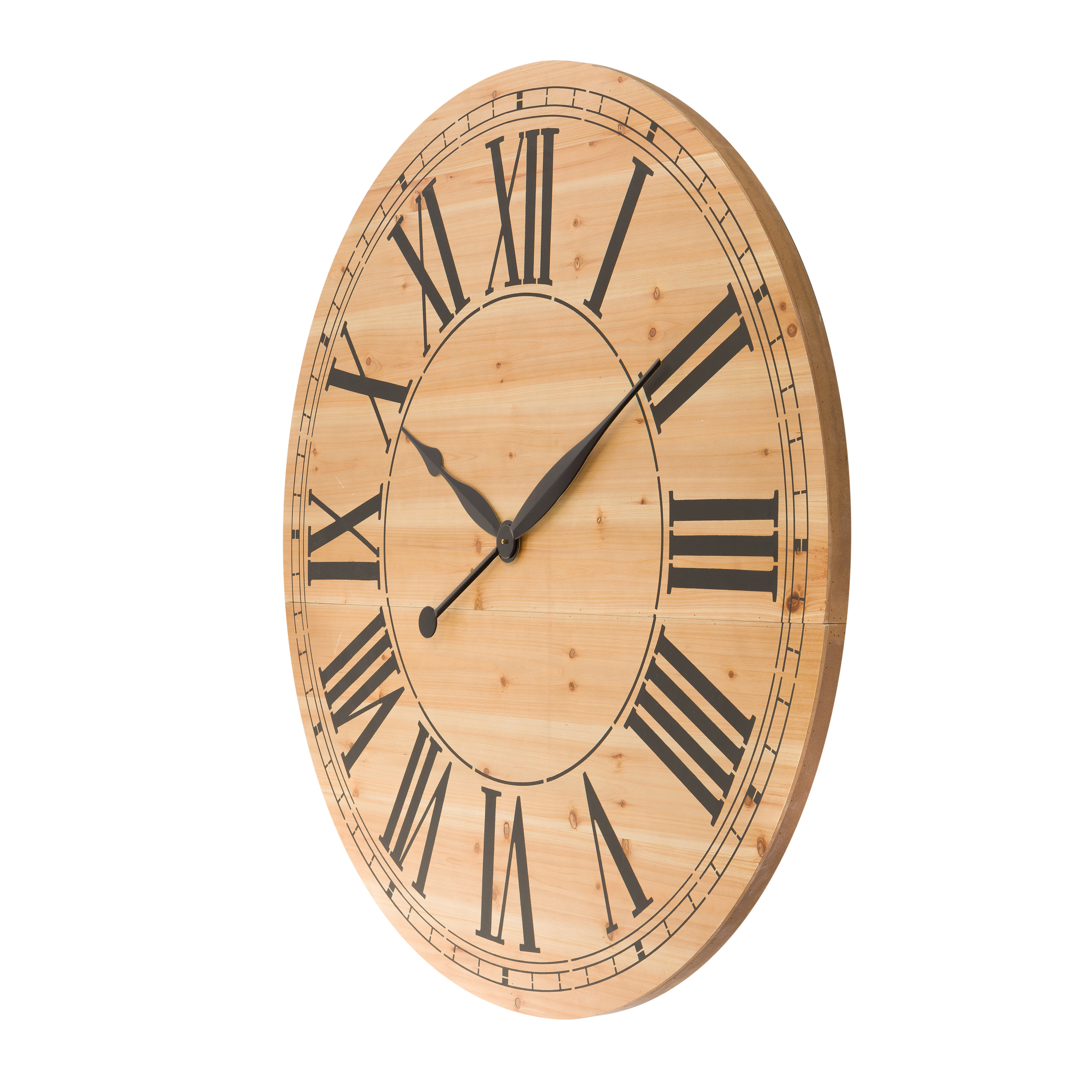 Gracie Oaks Renata Round Oversized Shiplap Farmhouse Wall Clock ...