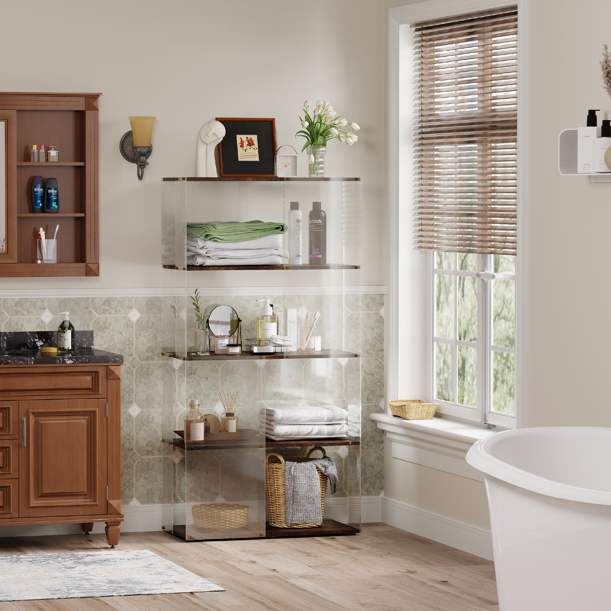 Ivy Bronx Kenjal 4 Tier Display Cabinet, Collection Book Case, Floor ...