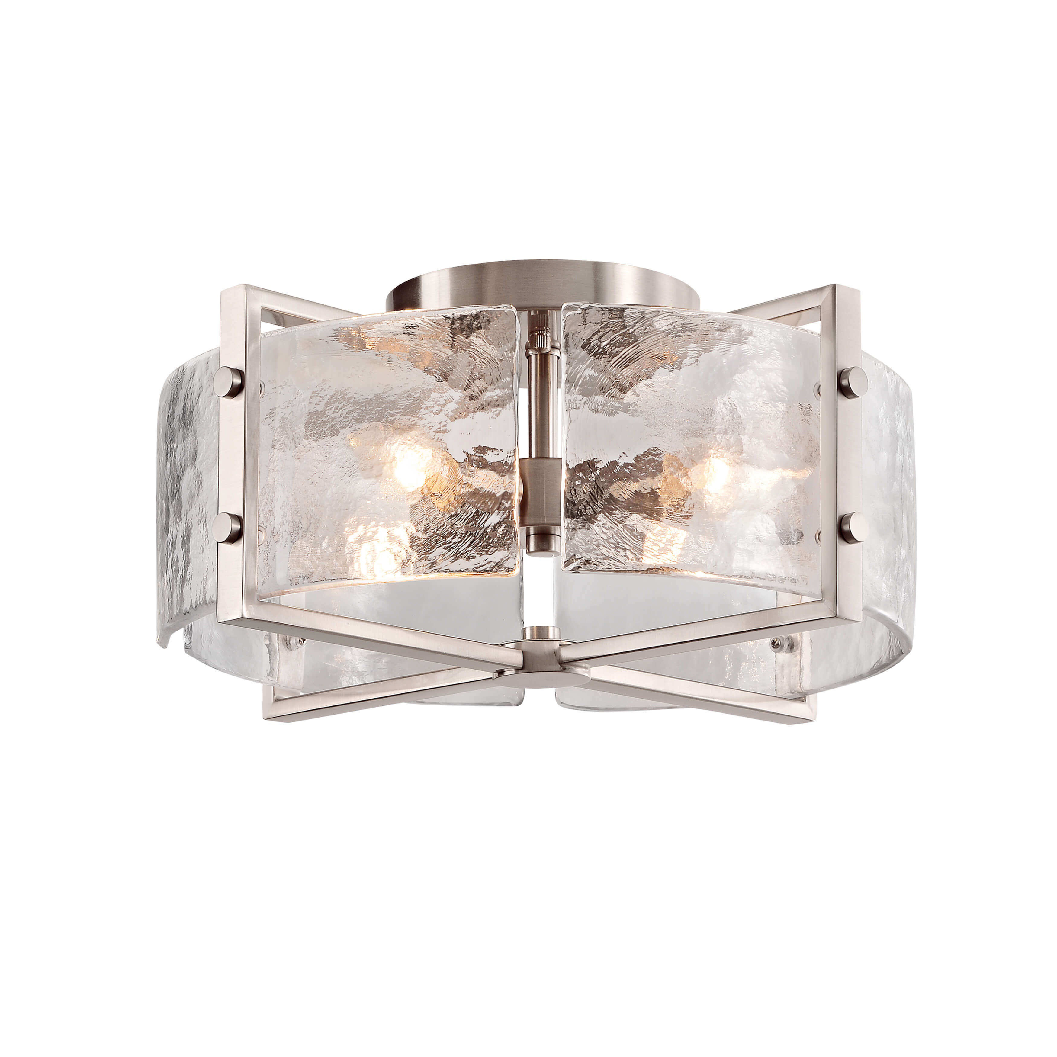 Mercer41 Brinkmann 4-Light Metal Frame Textured Glass Panels Flush ...