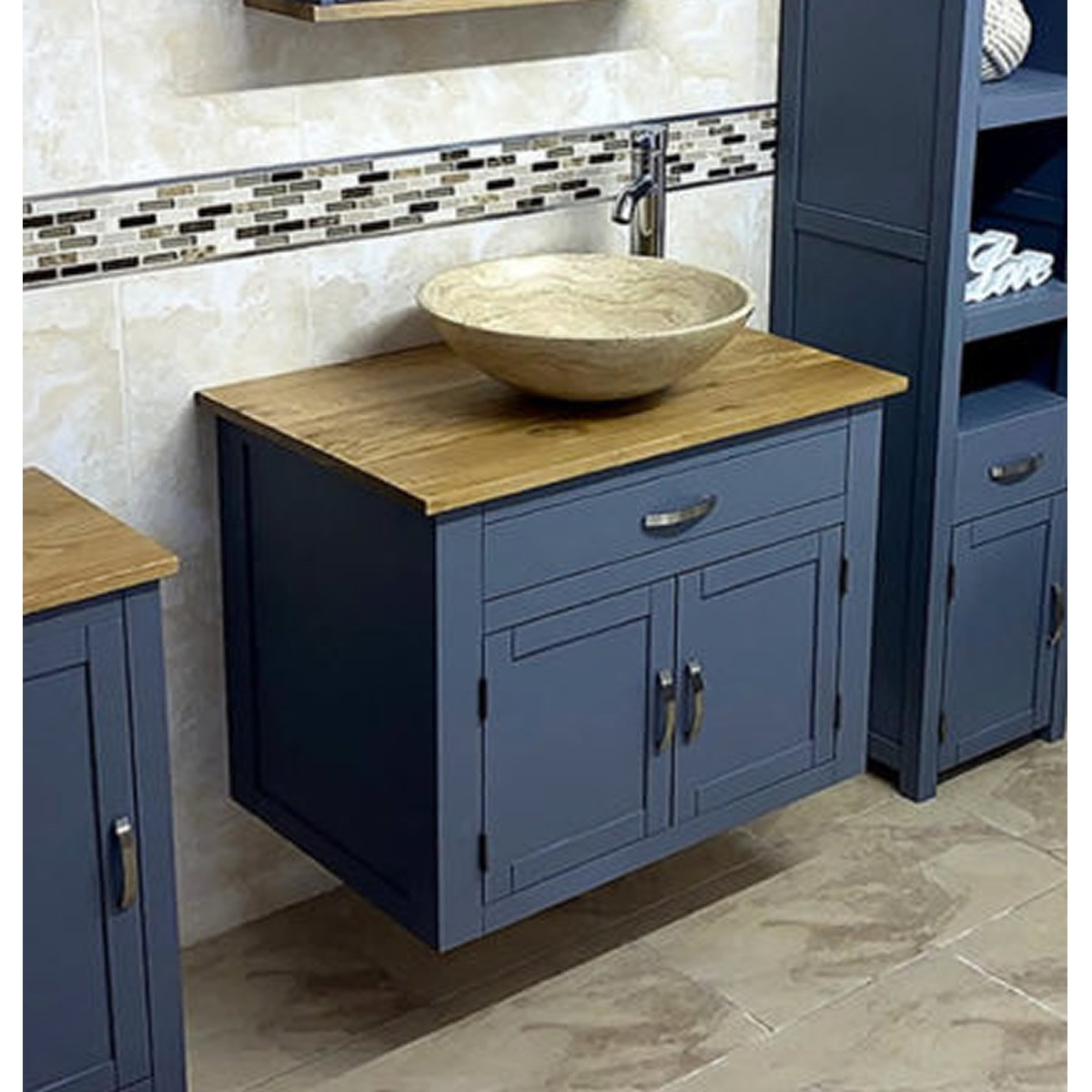 August Grove Bicester Solid Oak 750mm Wall Hung Single Vanity Unit ...
