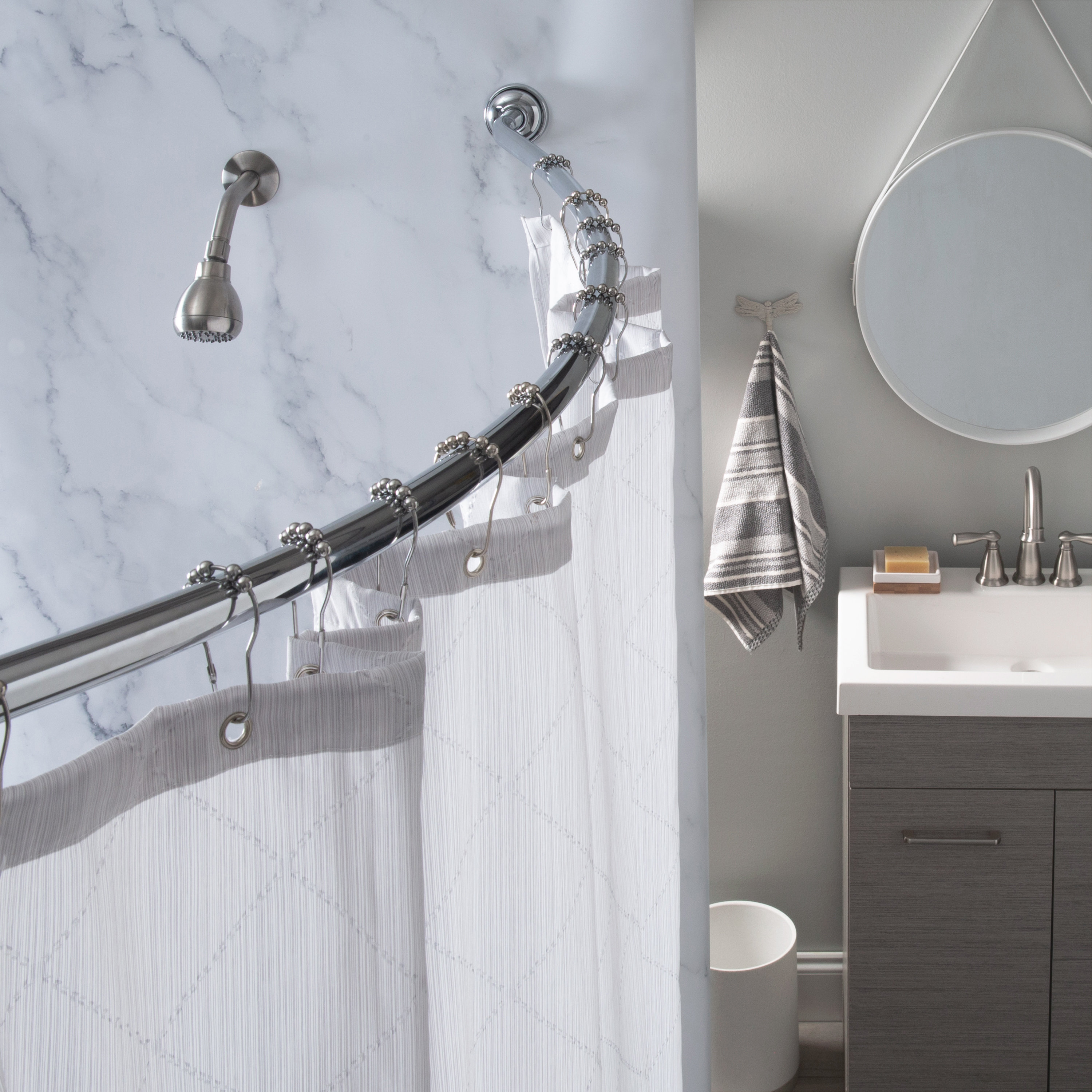 Bath Bliss 72" Adjustable Curved Fixed Shower Curtain Rod & Reviews ...