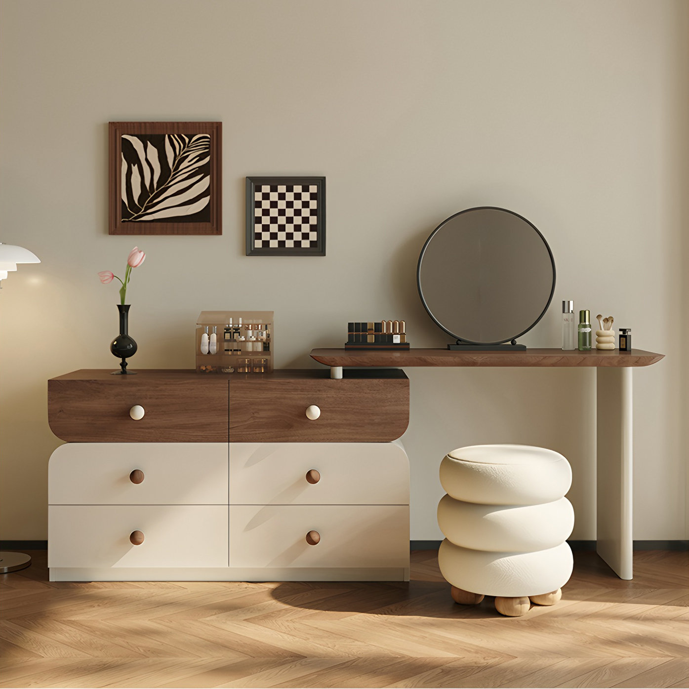 cream dressing table