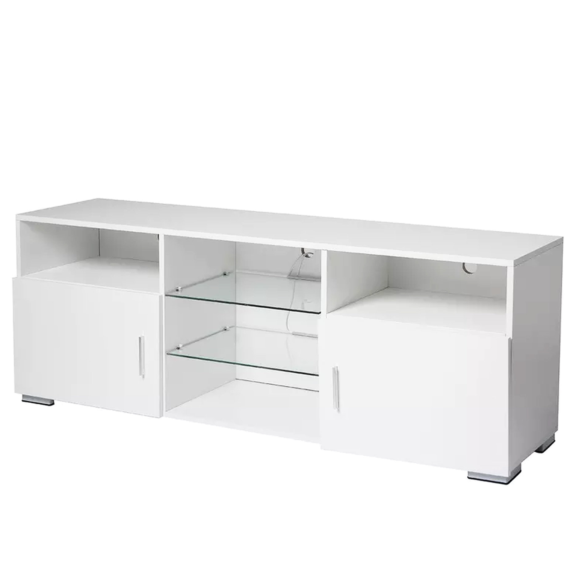 Latitude Run® Modern White Tv Stand With Led Lights, Drawer And ...