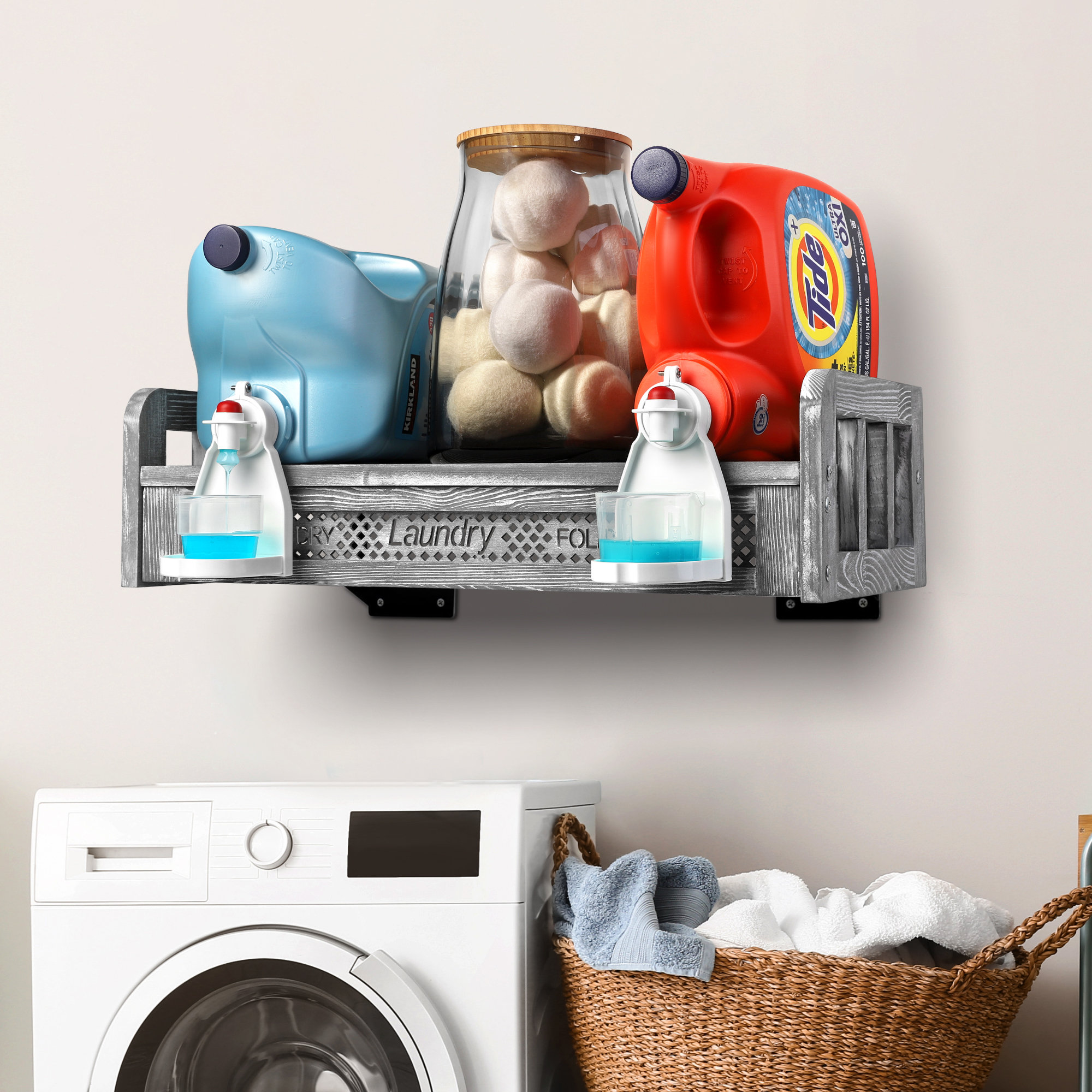 Bekitchen Extra Large Wall Mounted Wooden Laundry Detergent Shelf ...