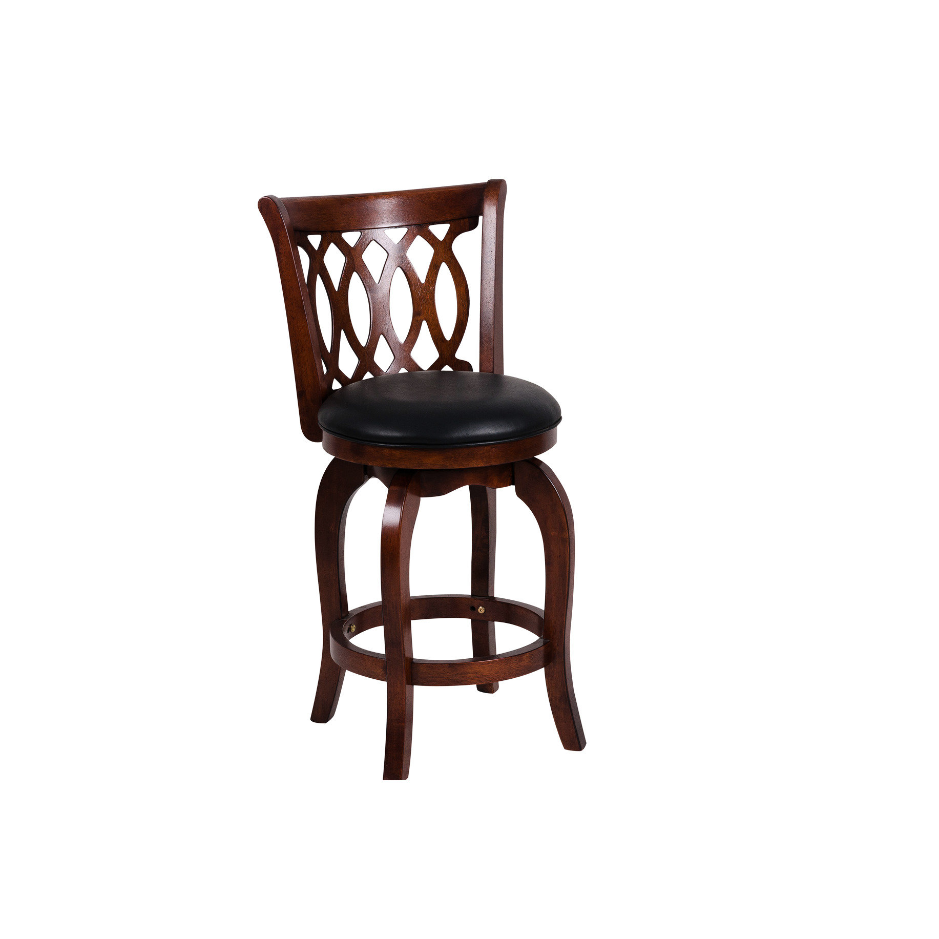Lark Manor™ Solid Wood Swivel Chair With Dark Cherry Accents And Faux ...