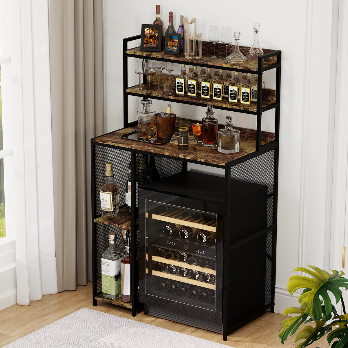 17 Stories Mini Fridge Stand With Storage Shelves, Space Saving Mini ...