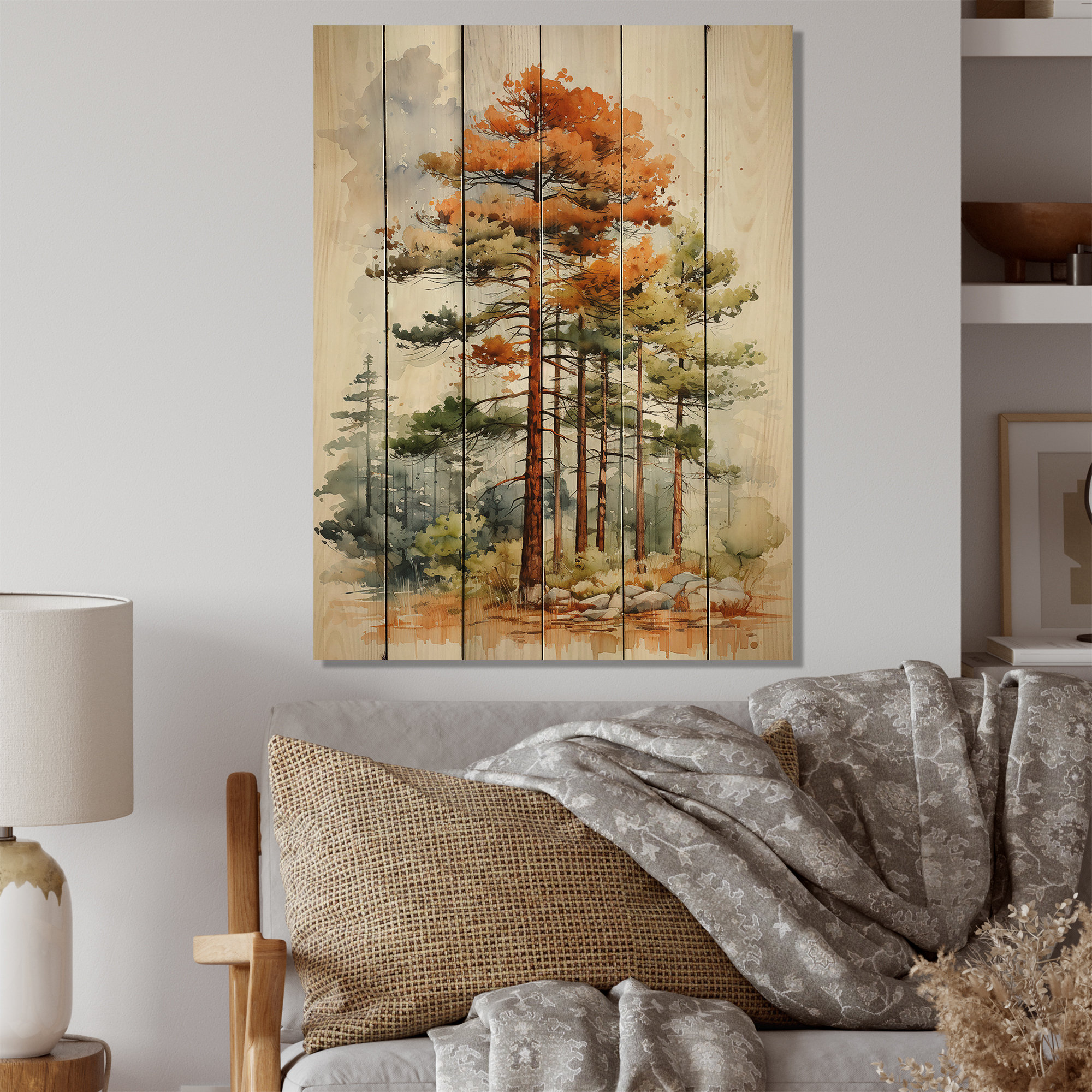 Loon Peak® Pine Tree Majestic Ponderosa II - Floral Print on Natural ...