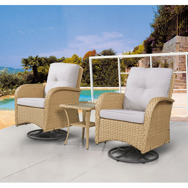 Red Barrel Studio® Gaetanino Swivel PE Wicker Rattan Outdoor Rocking ...
