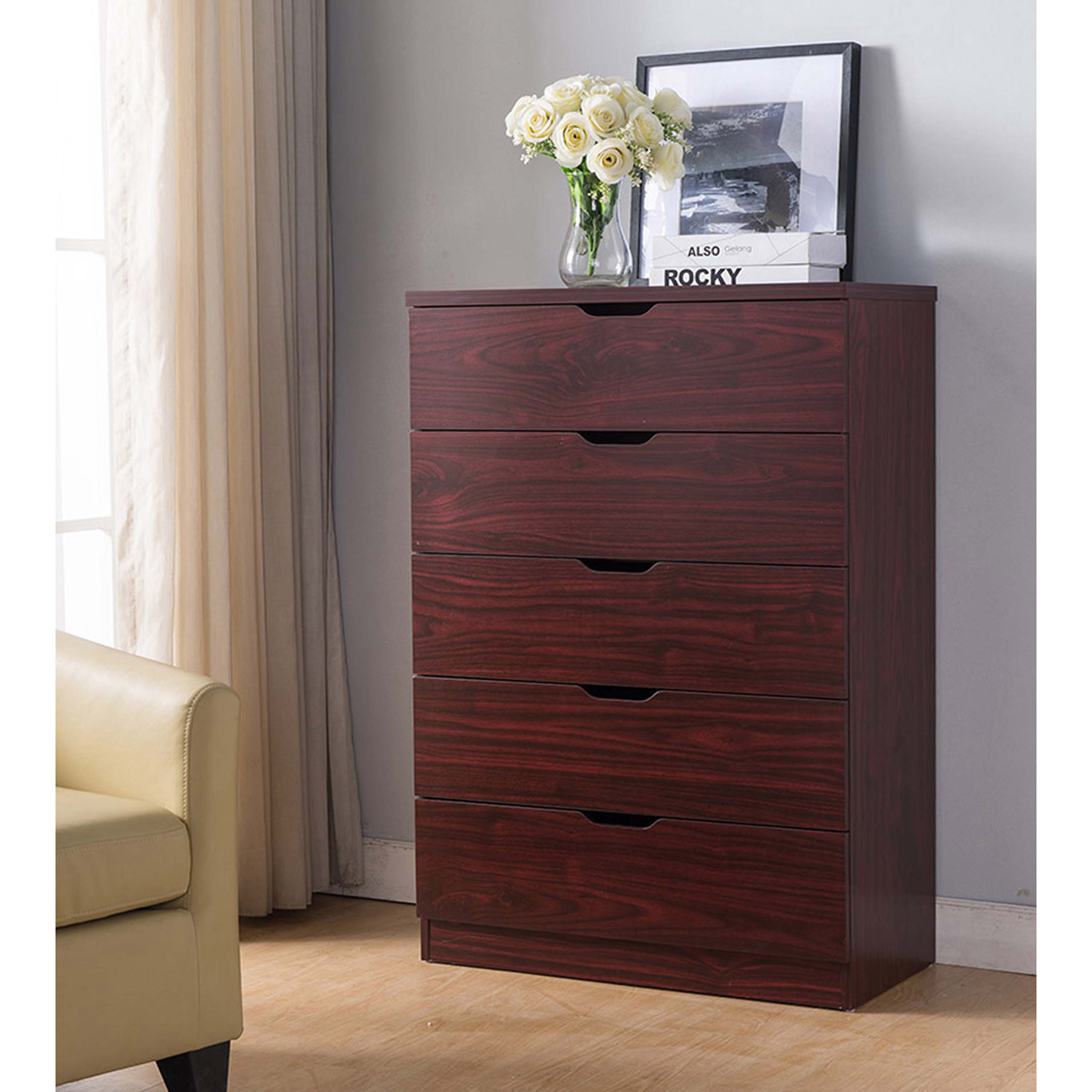 Latitude Run® 5 Drawer Bedroom Dresser, Home Chest Cabinet with Cut-Out ...