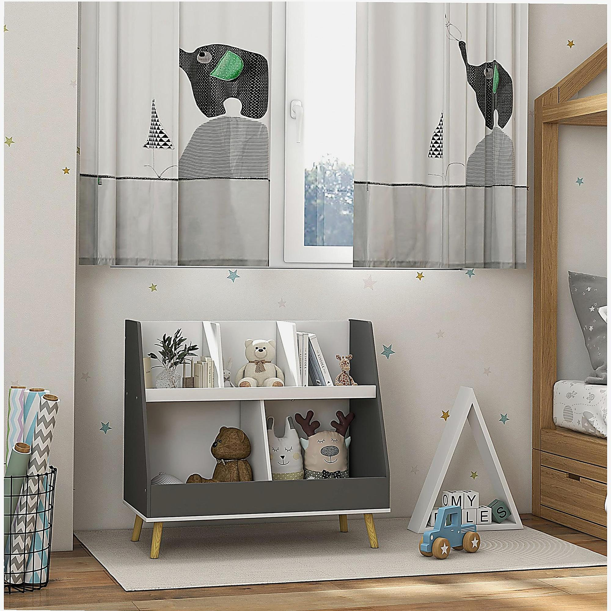 Latitude Run® Bookshelf toy shelf, 2-tier children's toy storage shelf ...