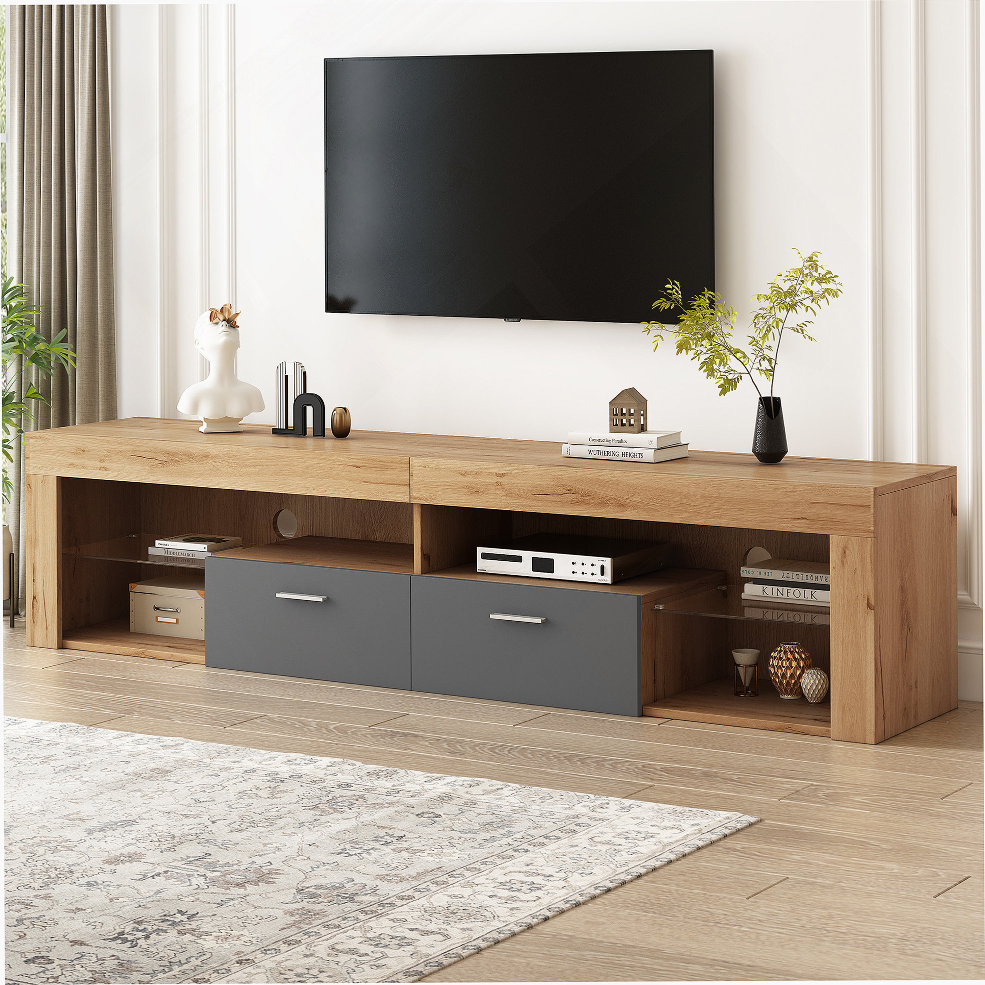 George Oliver Modern Design Tv Stands, Led Light Entertainment Center ...