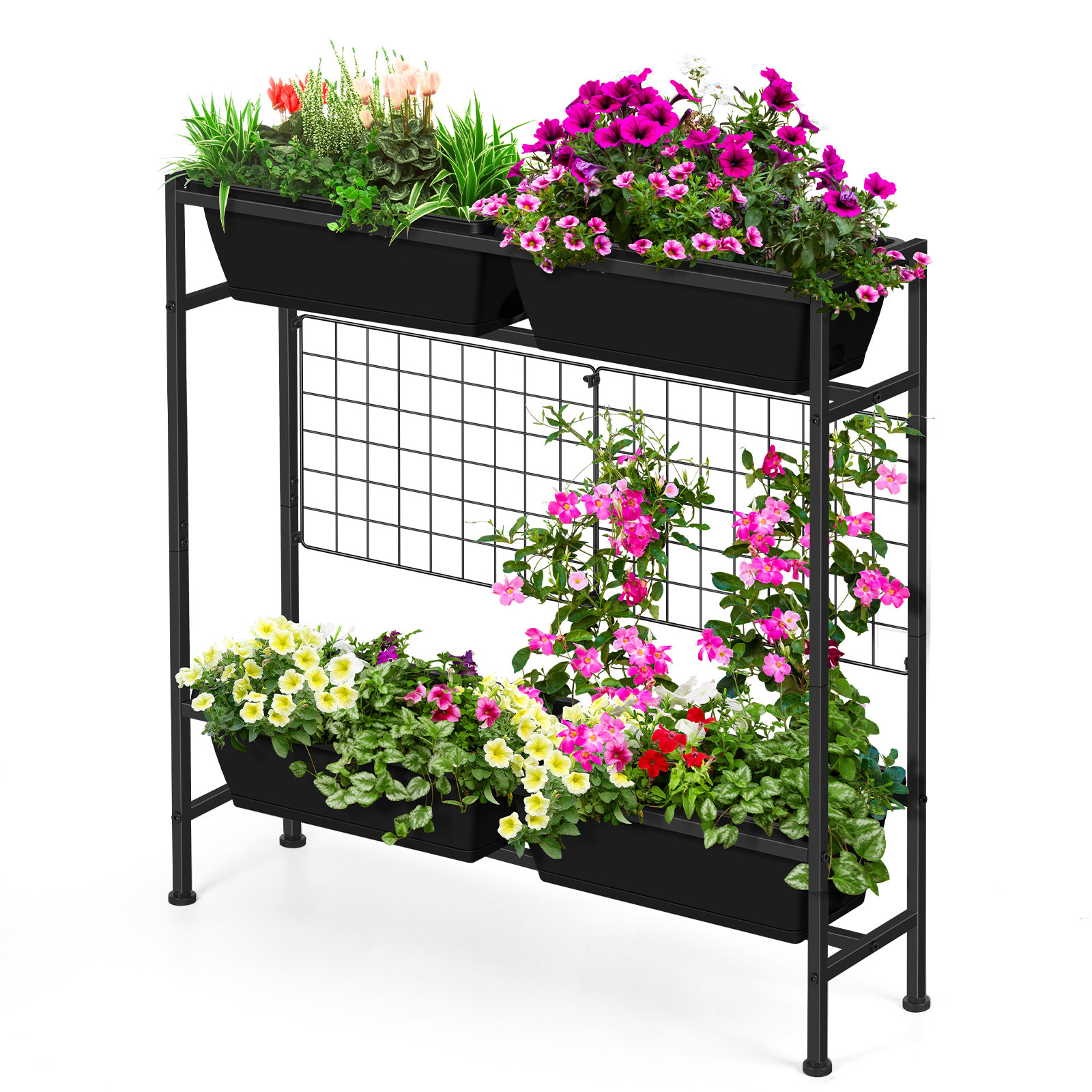 17 Stories Elevated Garden Bed 2 Tier 4 Vertical Garden Planter ...