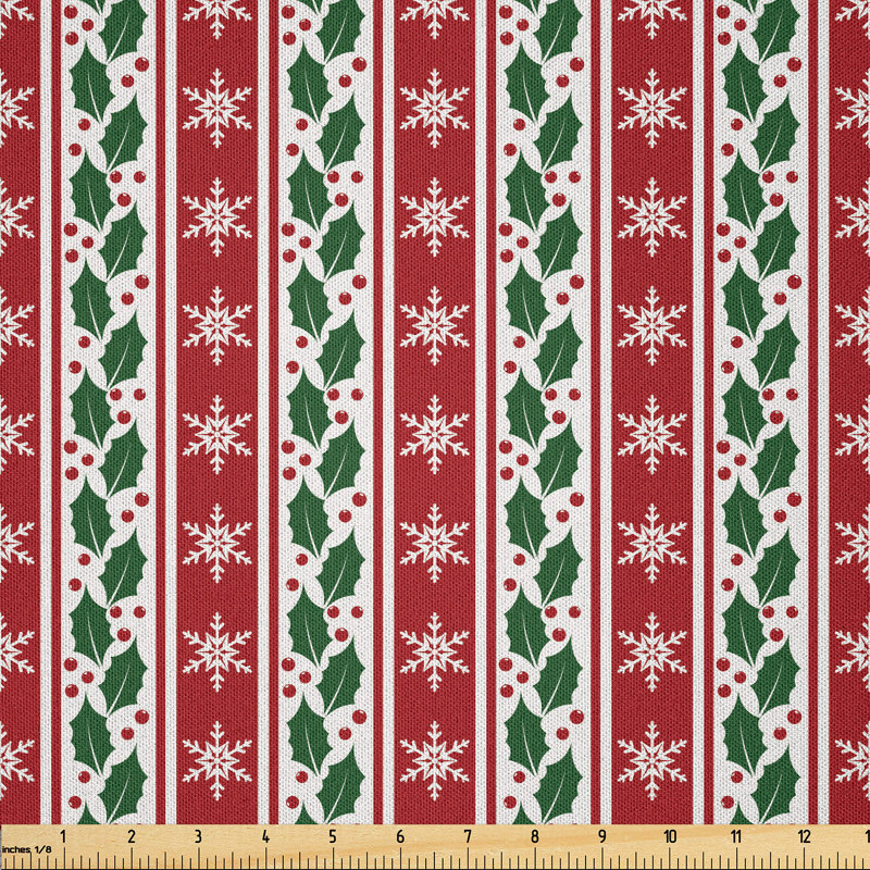 The Seasonal Aisle Alicija Holly Berries Fern Fabric | Wayfair.co.uk