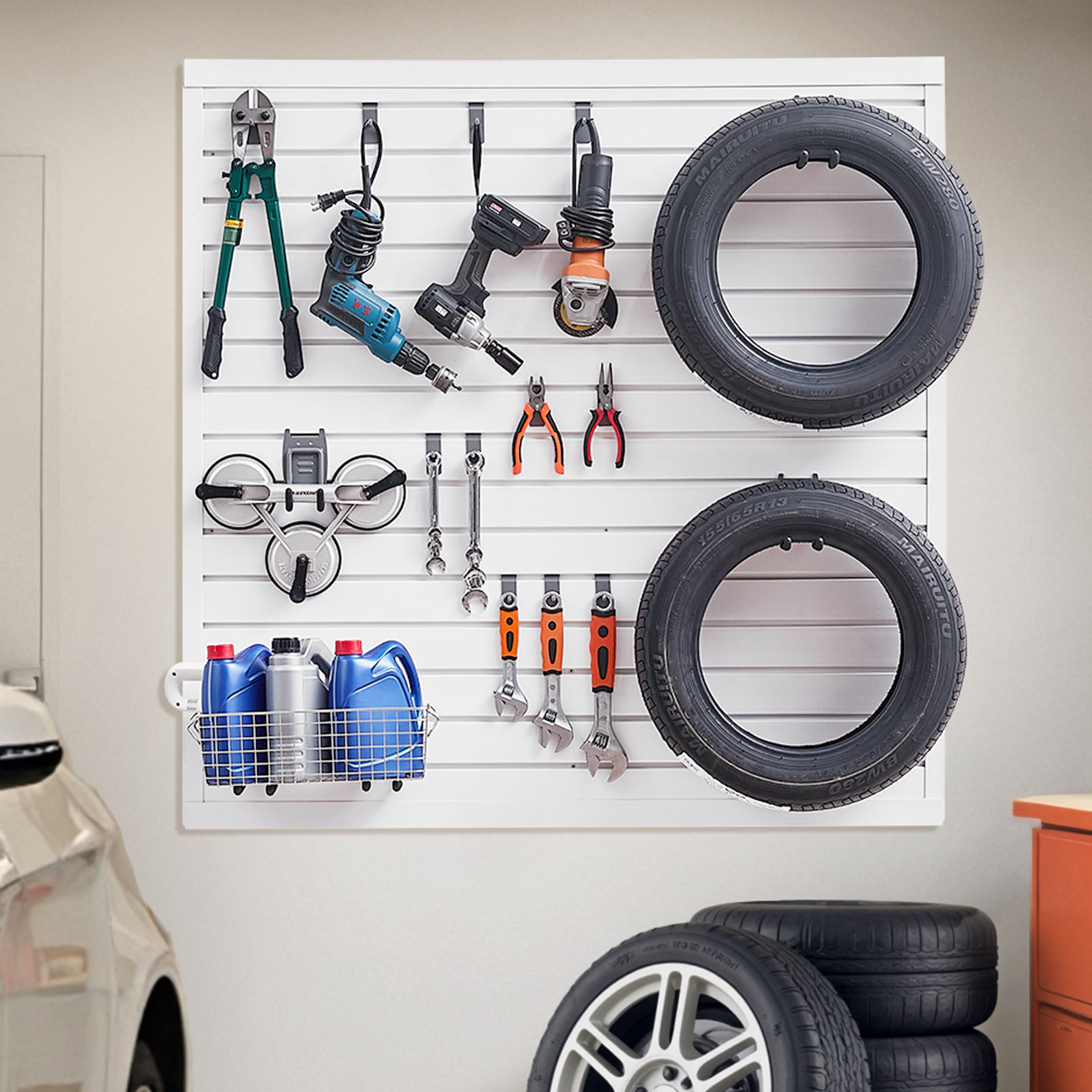 Latitude Run® 8 x 4 ft Slat Wall Paneling PVC Garage Slatwall & Reviews ...