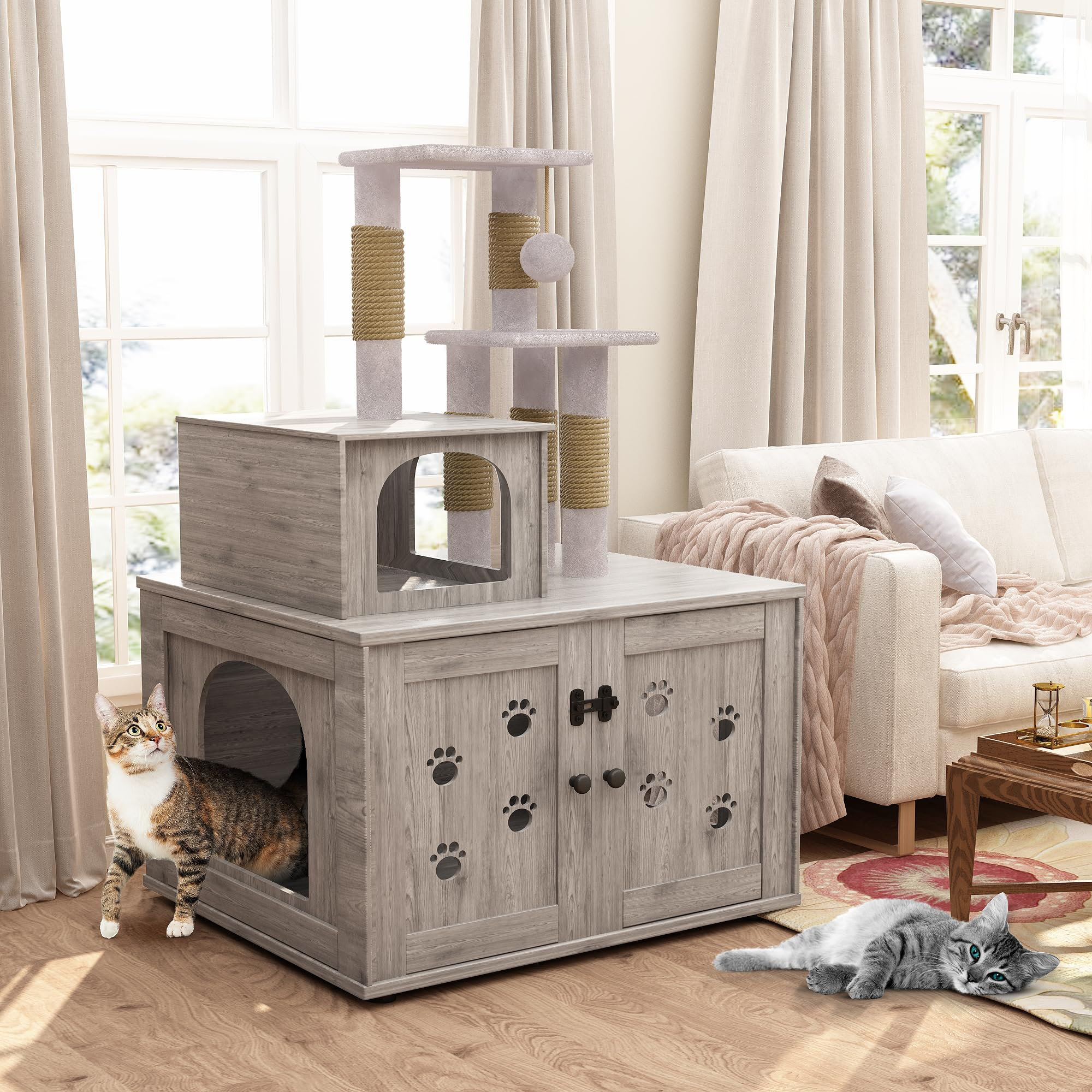 Tucker Murphy Pet™ Multi-Level Cat Tree with Hidden Litter Box - All-in ...