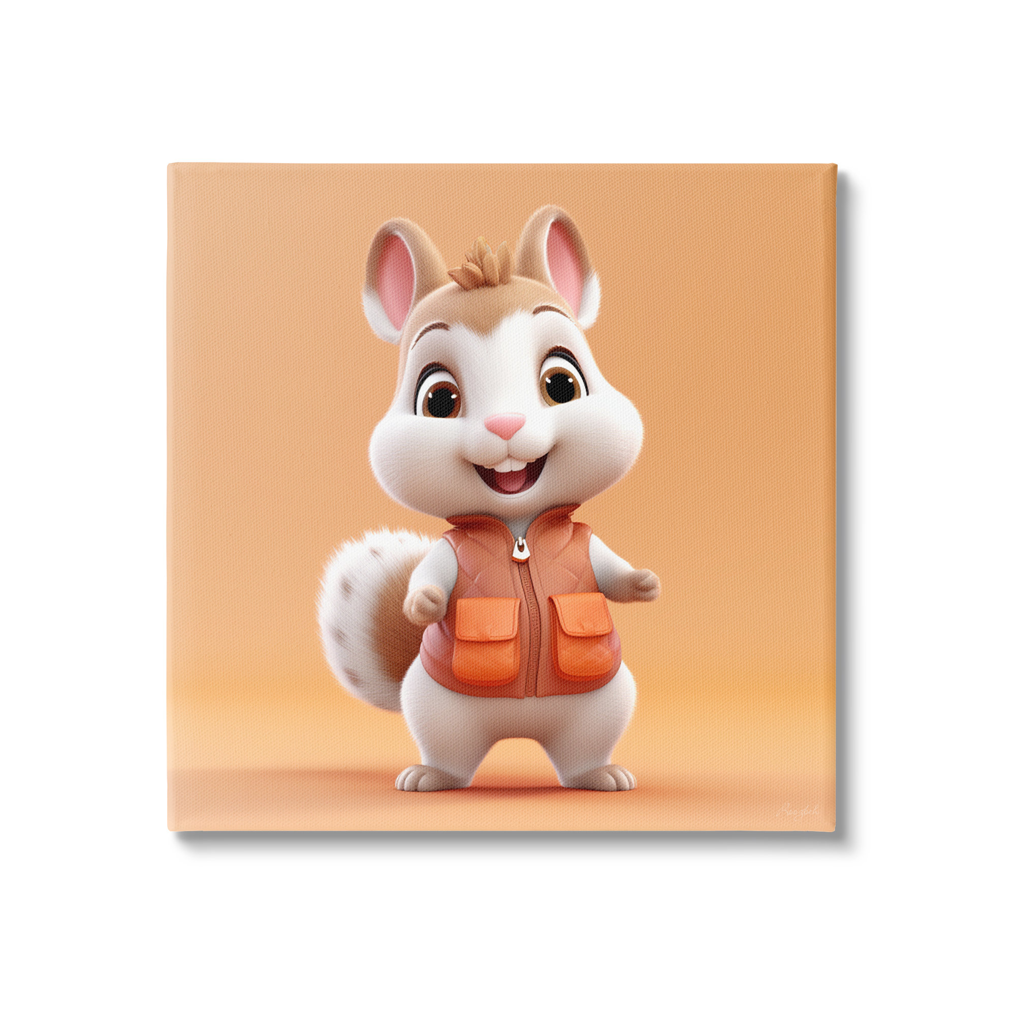 Stupell Industries Az-719-Canvas Orange Chipmunk Cartoon On Canvas by ...