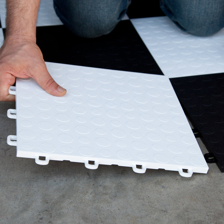 BlockTile 12'' W x 12'' L Garage Flooring Tiles in White | Wayfair
