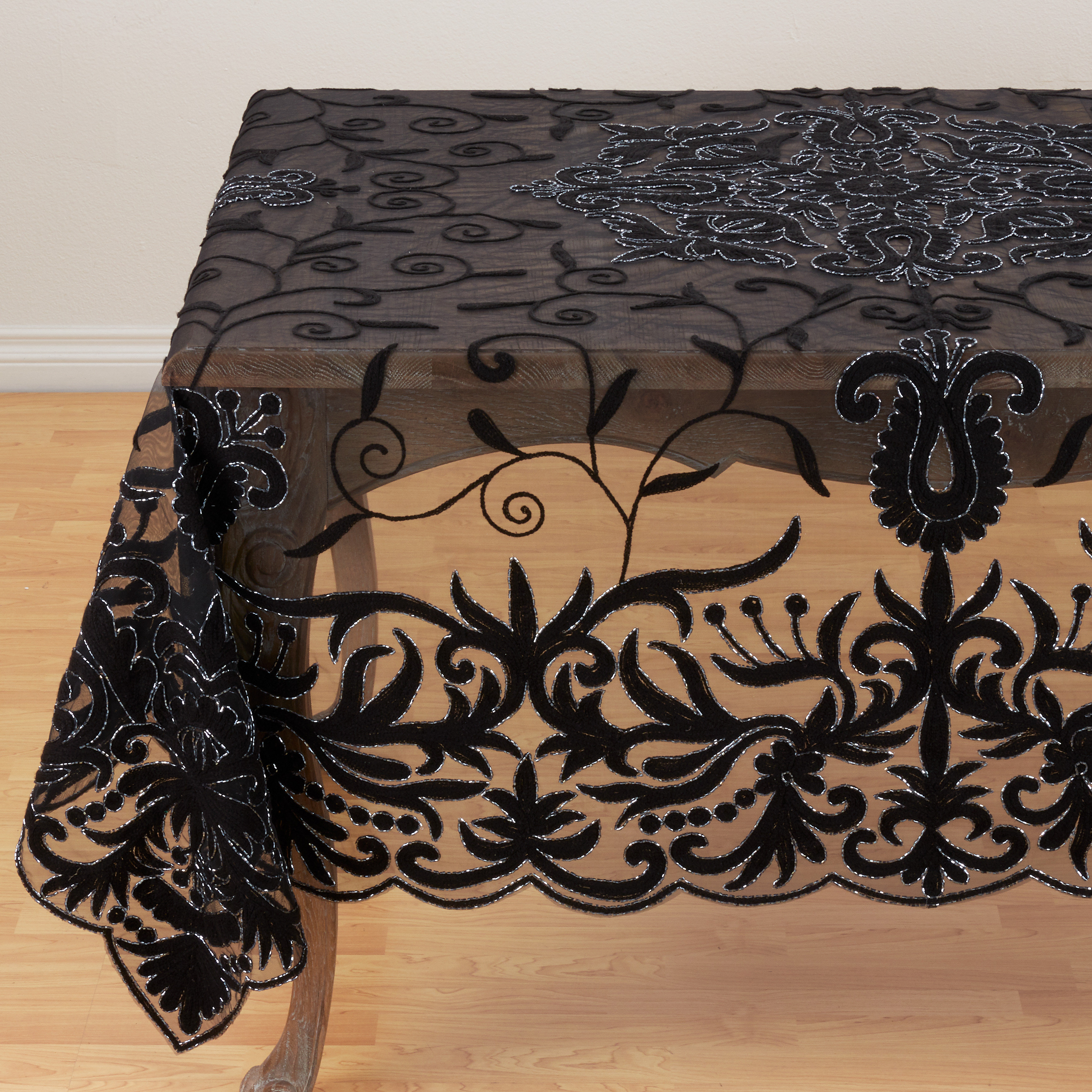 Saro Beaded Embroidered Sheer Scalloped Table Topper - Wayfair Canada