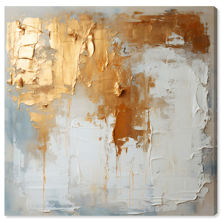 Wrought Studio Abstract Gold Pouring from Heaven Glam Gold Canvas Wall ...