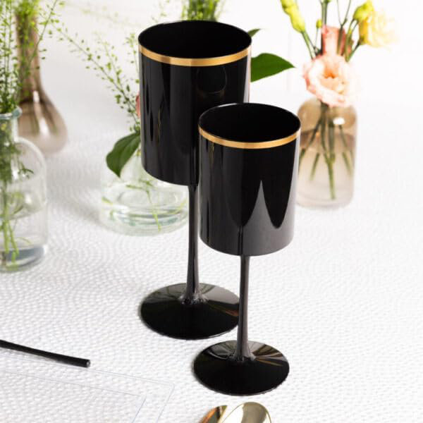 EcoQuality 9 oz Black Round Wine Glass with Gold Rim - Wayfair Canada