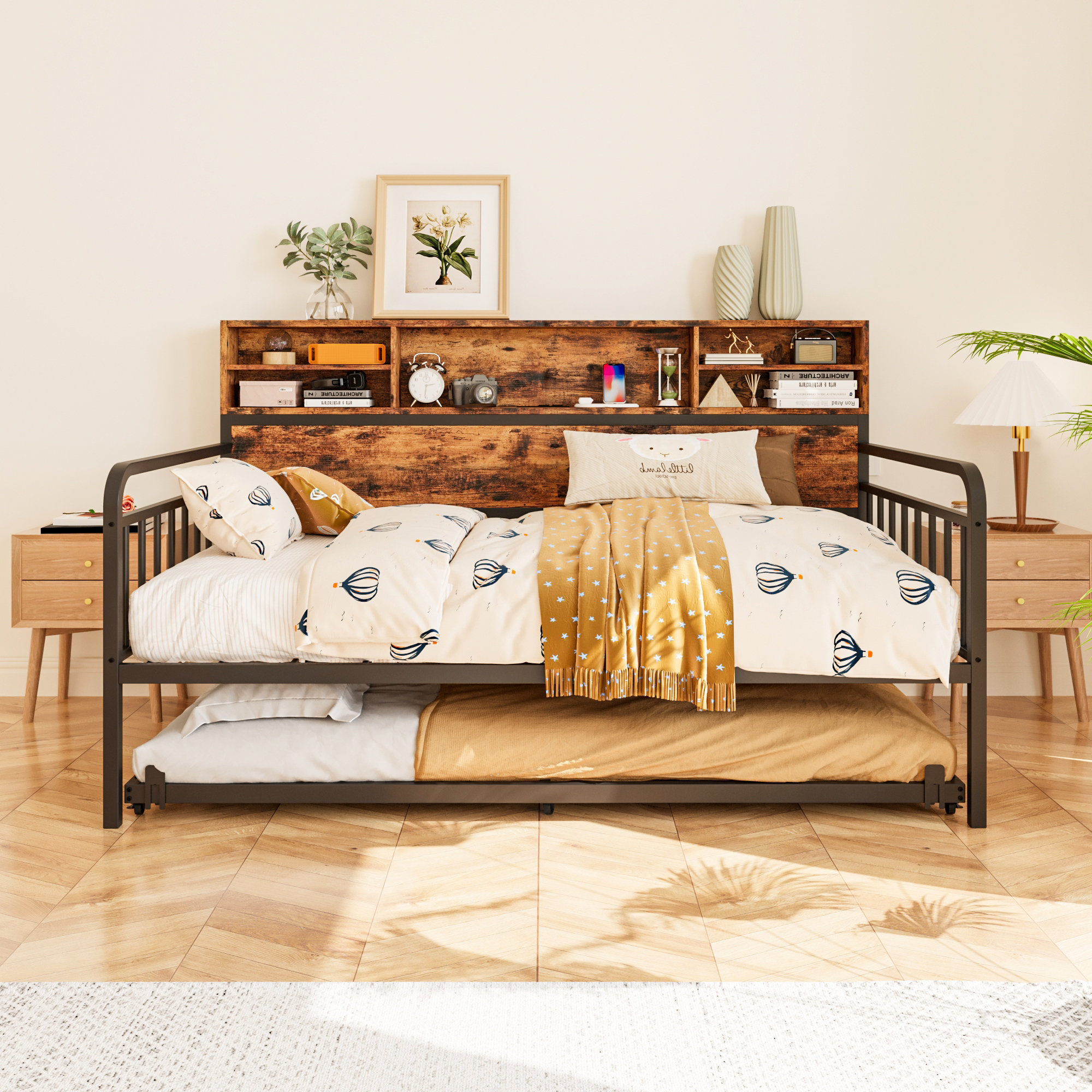 Latitude Run® Storage Daybed With Trundle And Charging Station ...