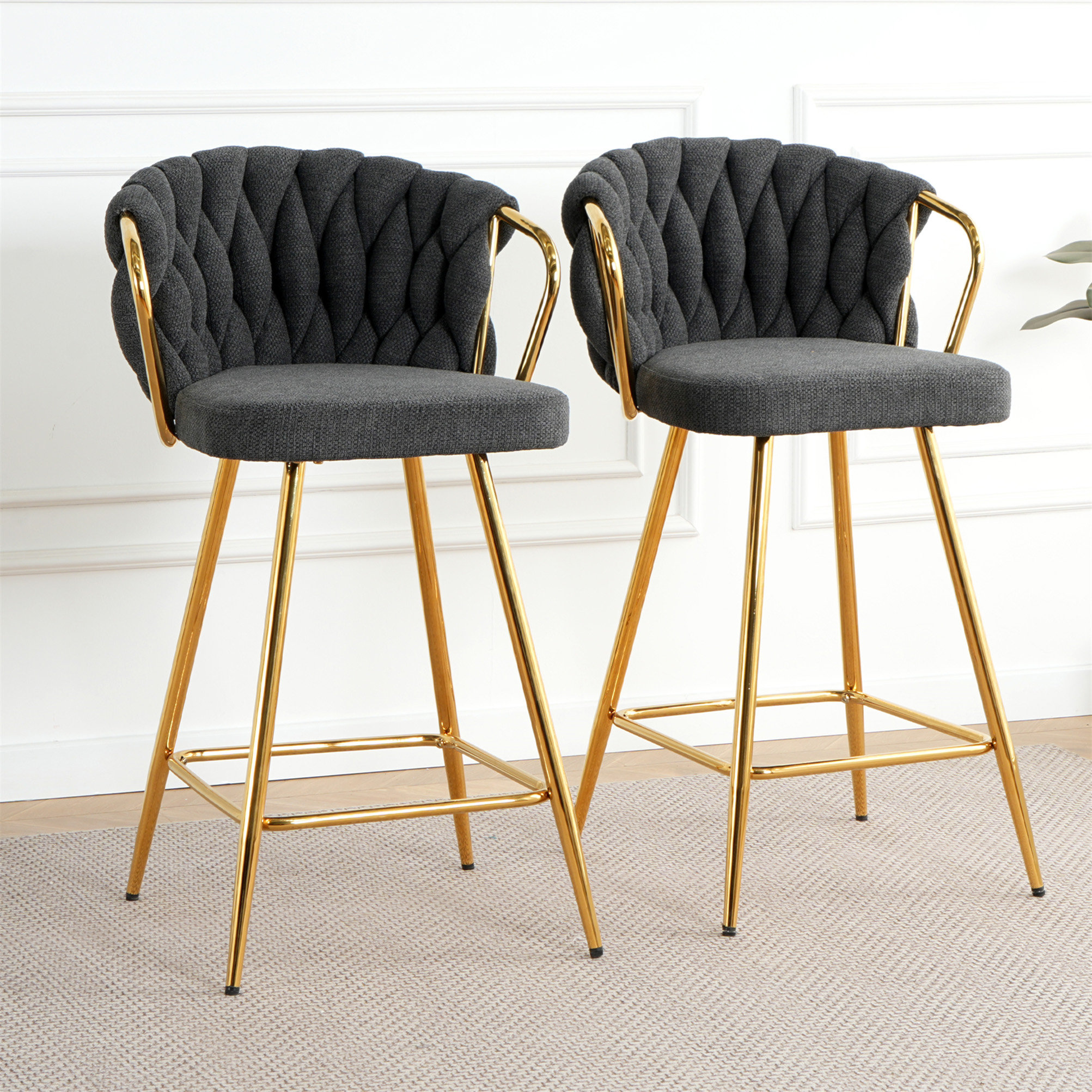 Everly Quinn Modern Design High Stool Gold Plated Legs Kitchen Dining ...