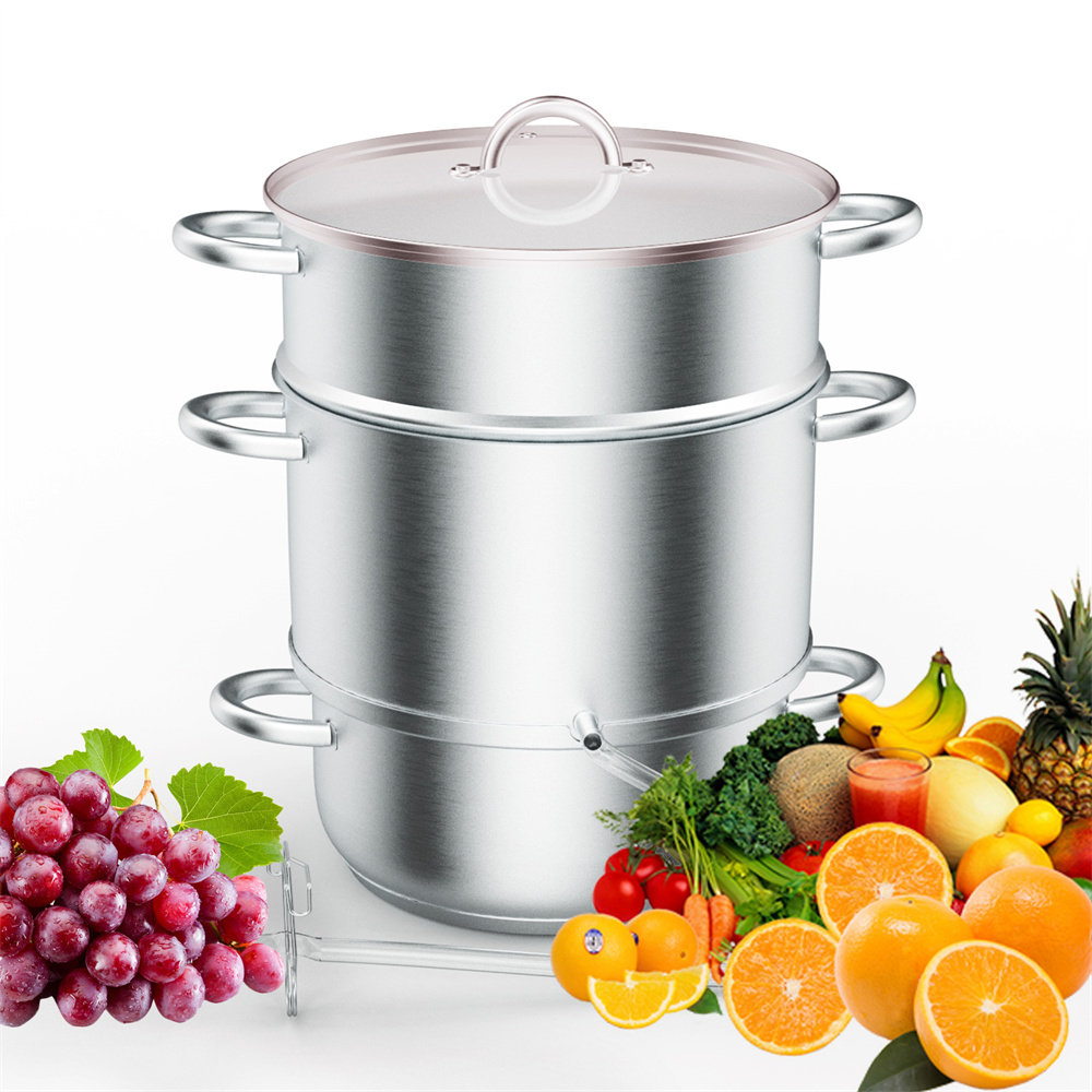 Winado 3-Tier Stainless Steel Juice Steamer Pot With Glass Lid And ...