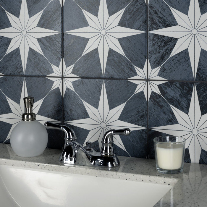 Merola Tile Cassis Stella 10" x 10" Porcelain Patterned Wall & Floor ...