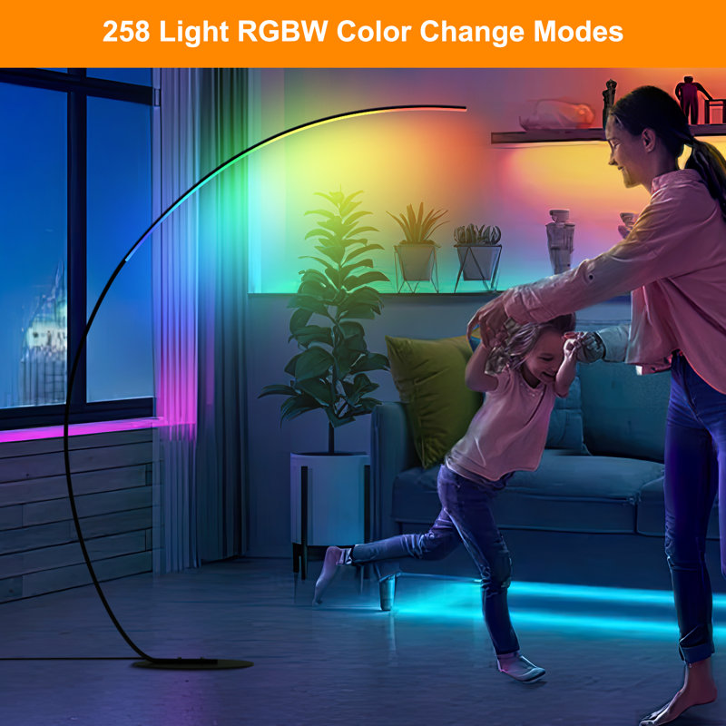 Ivy Bronx Kalonice 69'' Black LED Arched/Arc Floor Lamp & Reviews | Wayfair