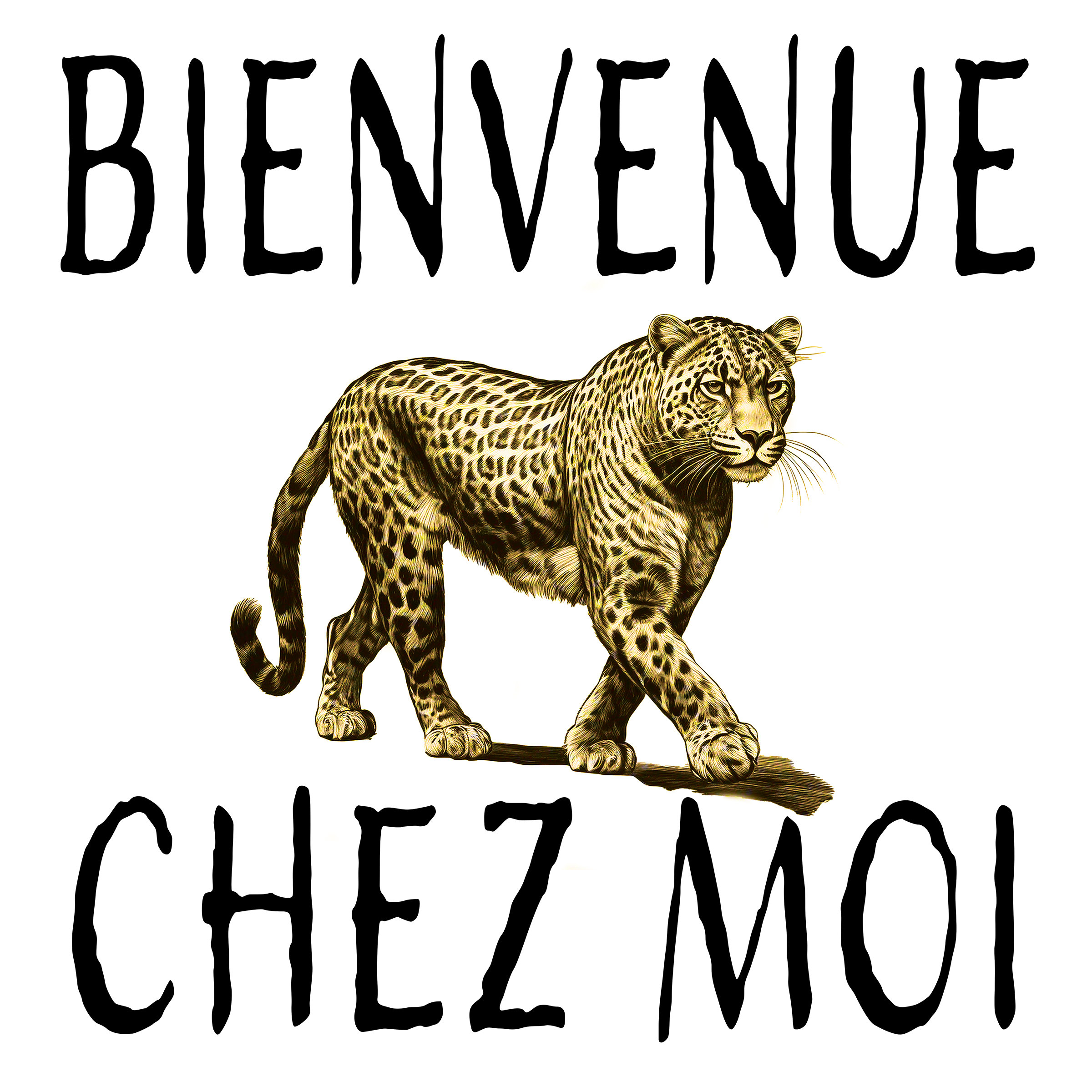 Trinx Bienvenue Chez Moi Leopard Welcome Sign by Grotto Studios | Wayfair