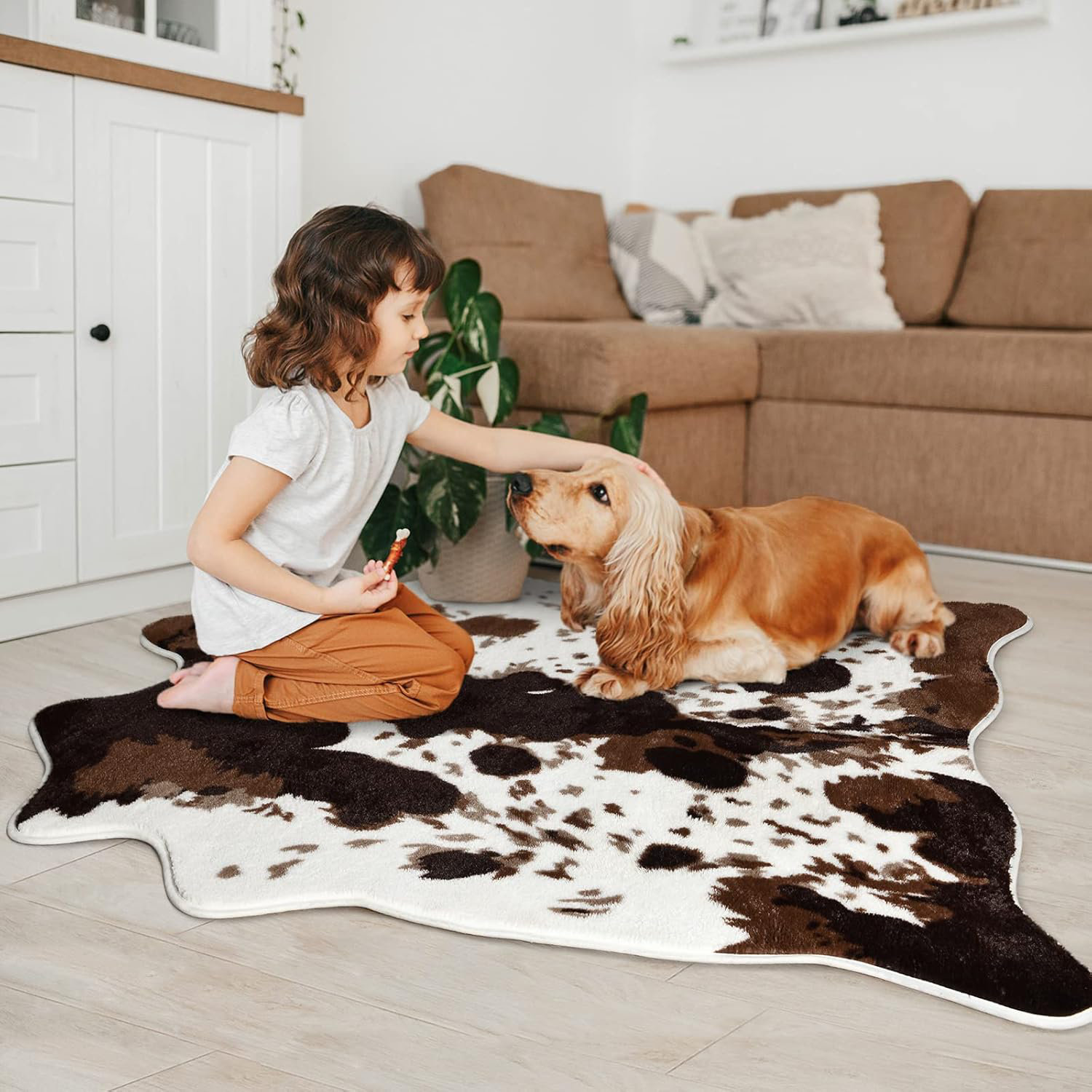 Millwood Pines Cow Print Area Rugs Cowhide Rugs 4.6Ft X5.2Ft For Living ...
