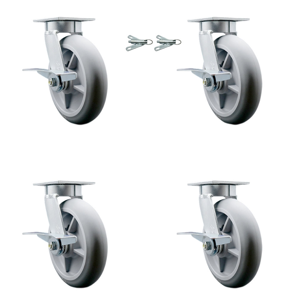 Service Caster 4 Piece Kingpinless Thermoplastic Rubber Caster Set ...