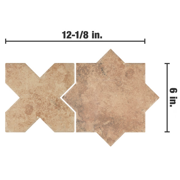 Merola Tile Tech Land Star & Cross Fire 6" x 12" Porcelain Singular ...