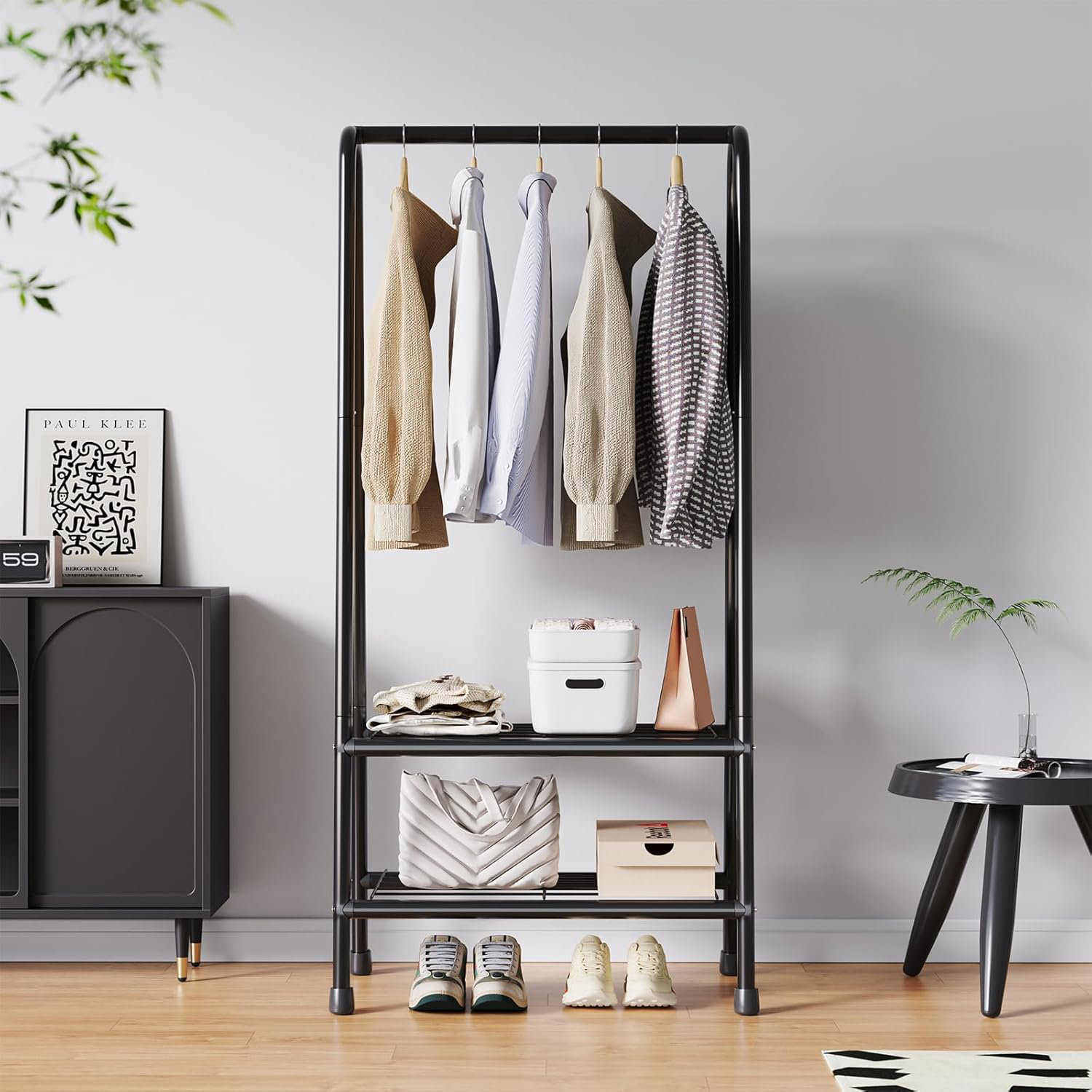 Rebrilliant Black Clothing Rack Metal Garment Racks Sturdy Closet ...