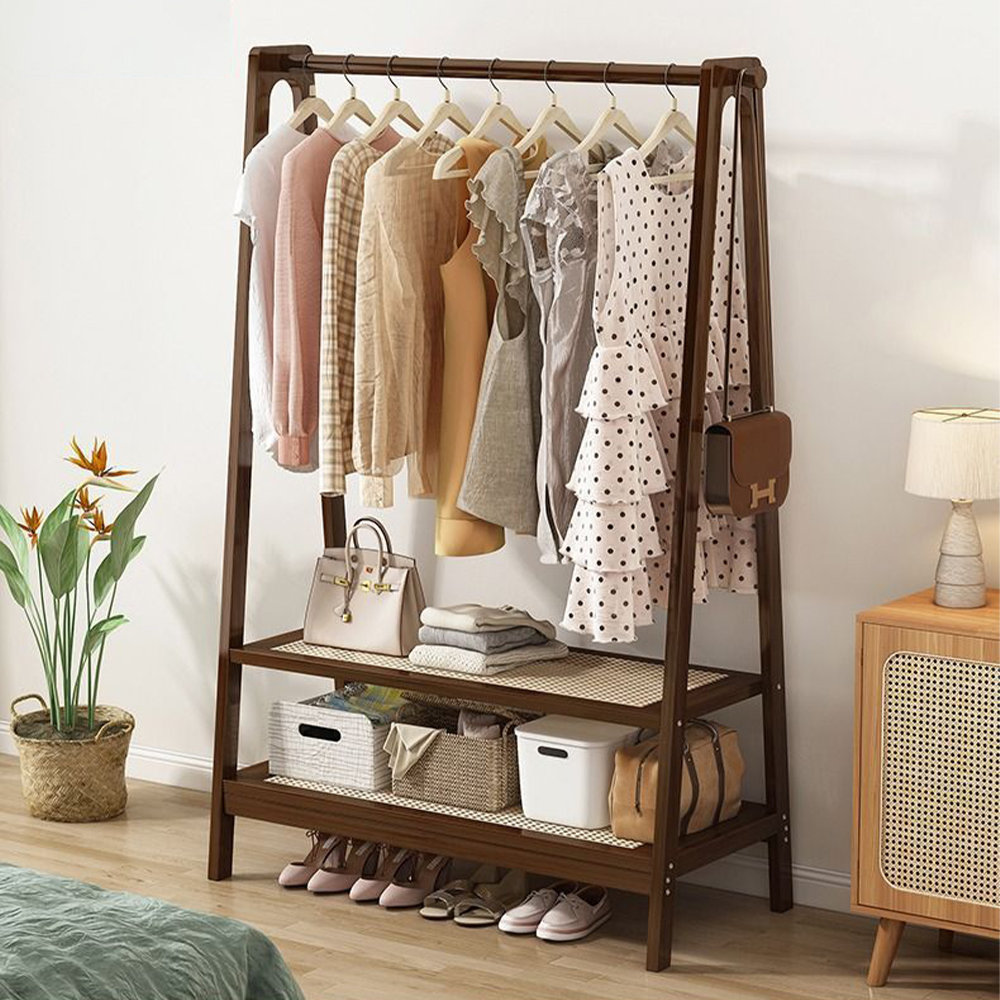 Onaway 37.4'' Solid Wood Clothes Rack with 2 Storage Shelves - Wayfair ...