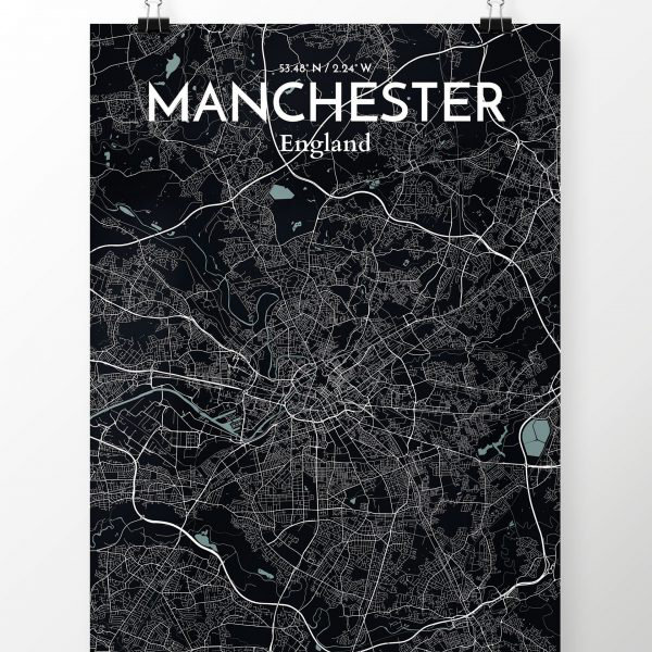 OurPoster.com 'Manchester City Map' Graphic Art Print Poster in ...