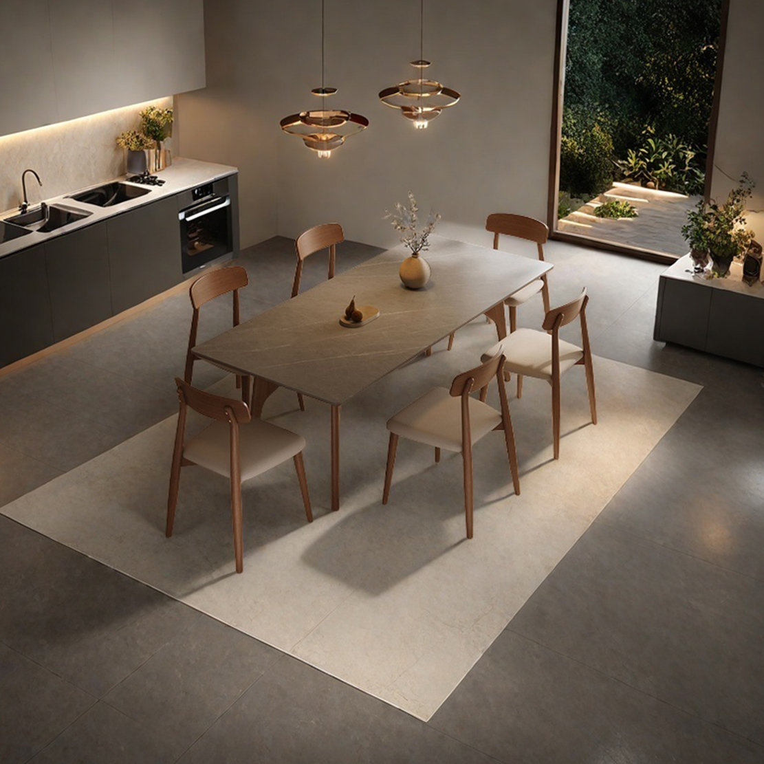 Zhang's SereneLodge Flying Bird Solid Wood Rock Slab Dining Table | Wayfair