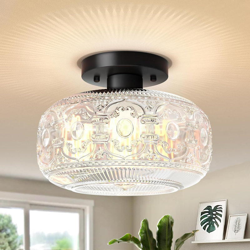 MABOSY Semi Flush Mount Ceiling Light Black Vintage Kitchen Ceiling ...