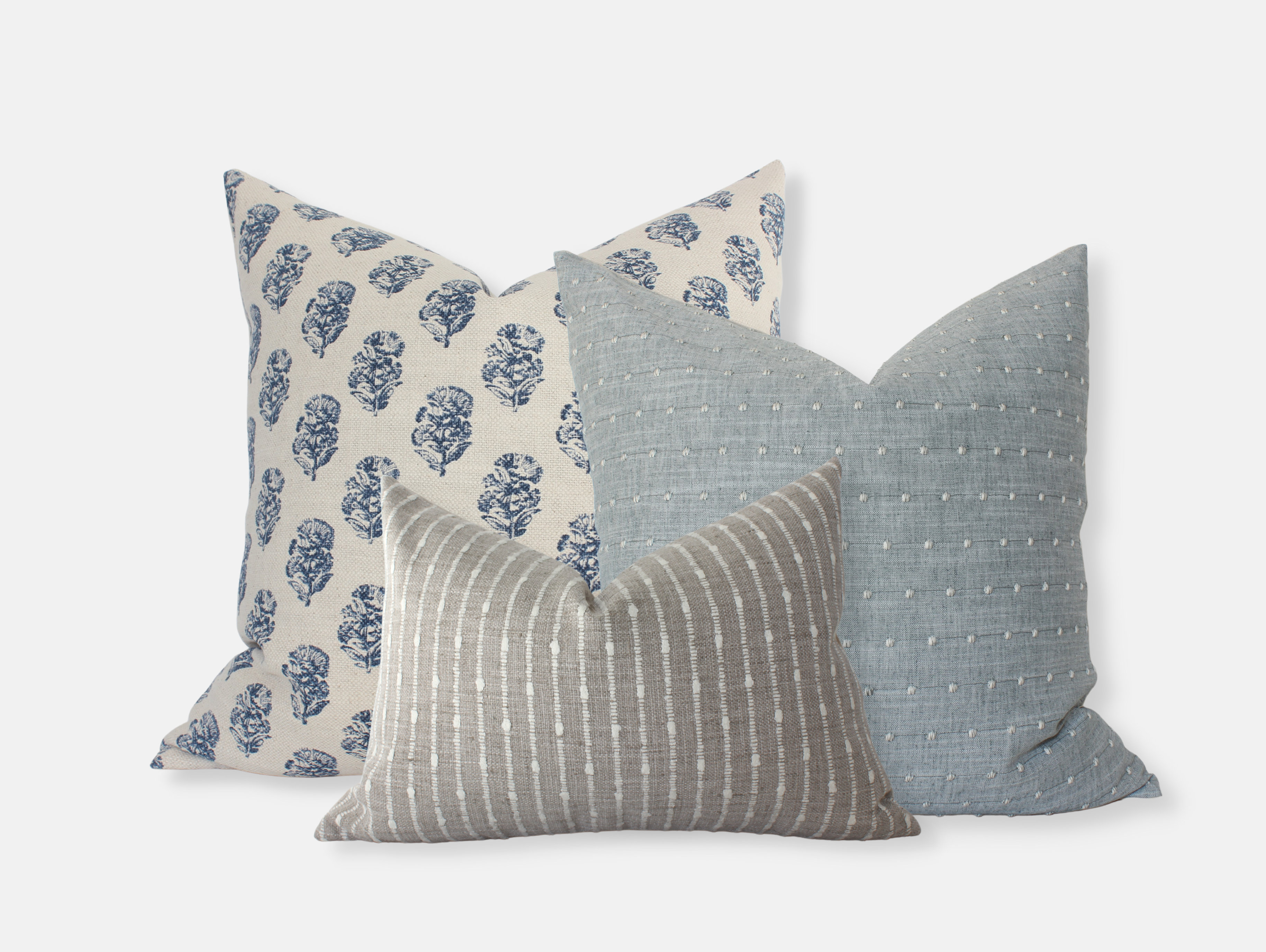 Textileish Light Blue Throw Pillow Set, Sofa Pillow Cover Set Of 3 ...